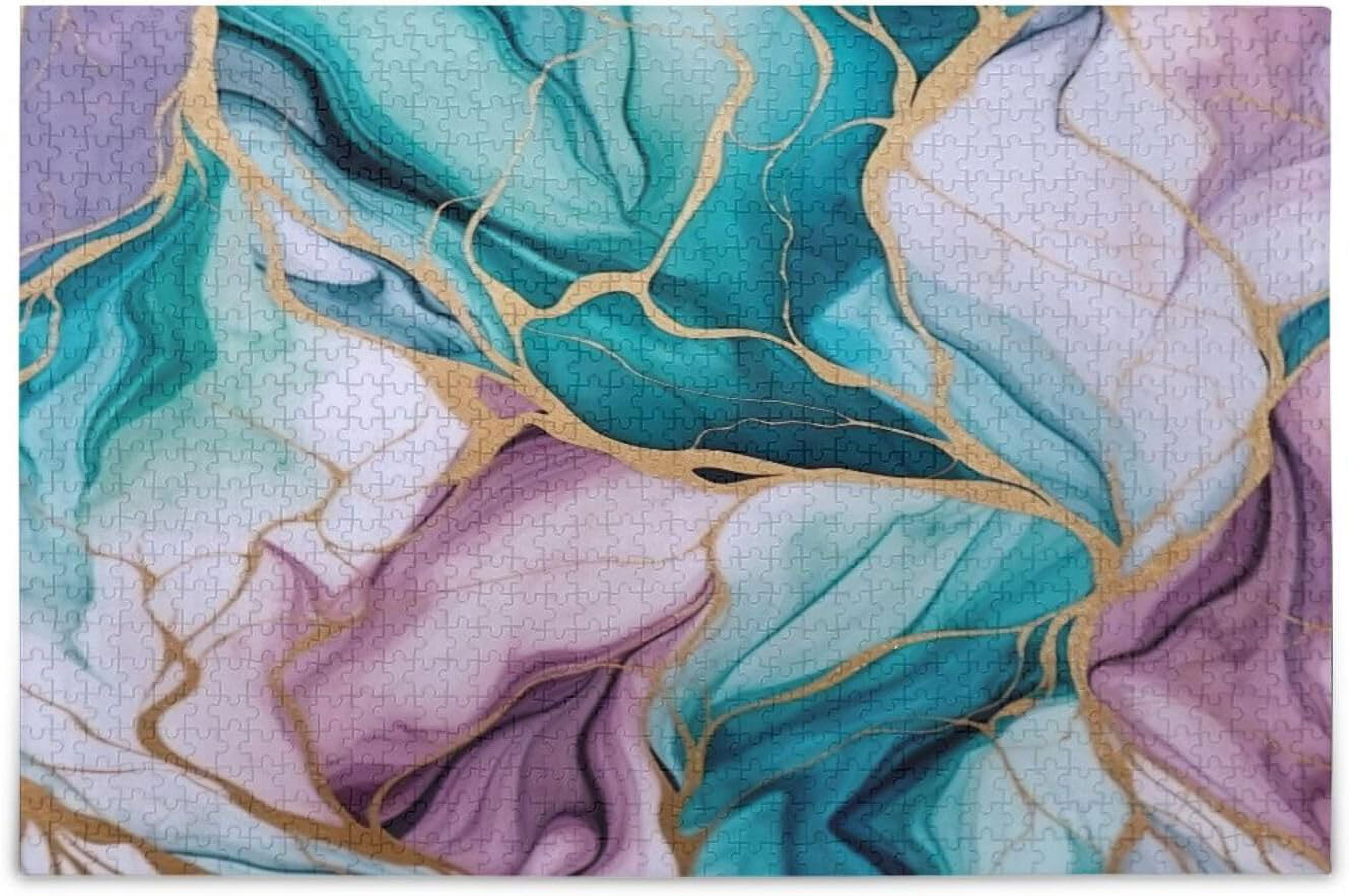 FREEAMG Blue Purple Marble Jigsaw Puzzles for Adults 1000 Piece ...