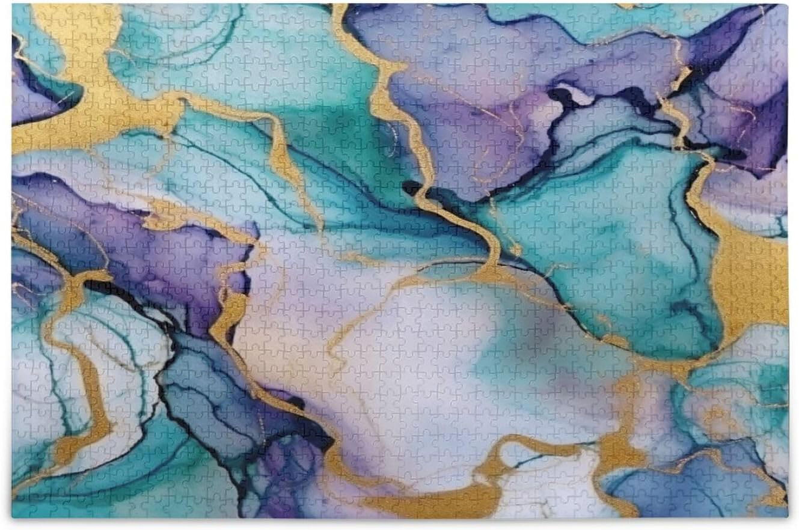 FREEAMG Blue Purple Marble Jigsaw Puzzles for Adults 1000 Piece ...