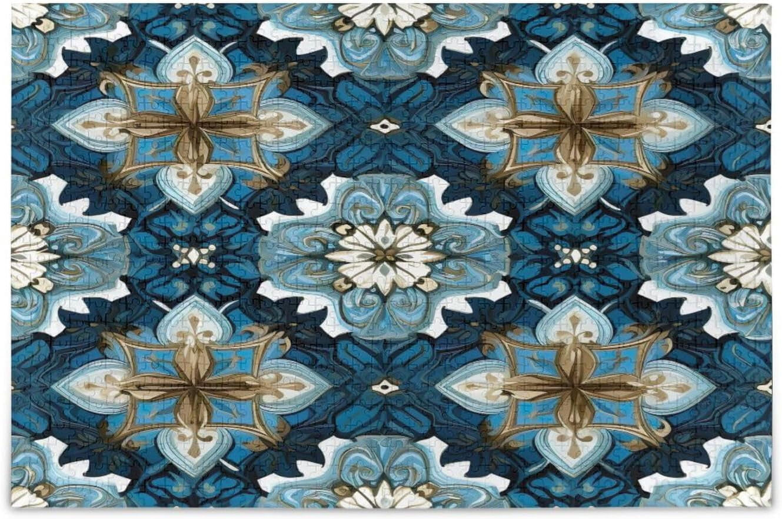 FREEAMG Blue Tile Jigsaw Puzzles for Adults 500 Piece, Puzzles for ...