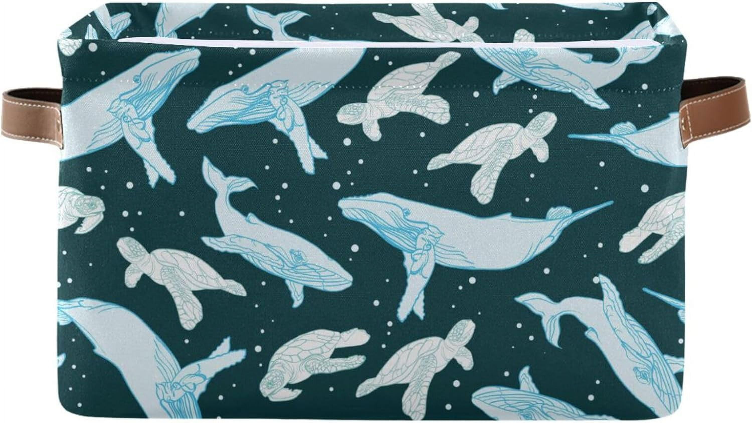 FREEAMG Blue Whale and Sea Turtle Storage Basket, Durable Canvas ...