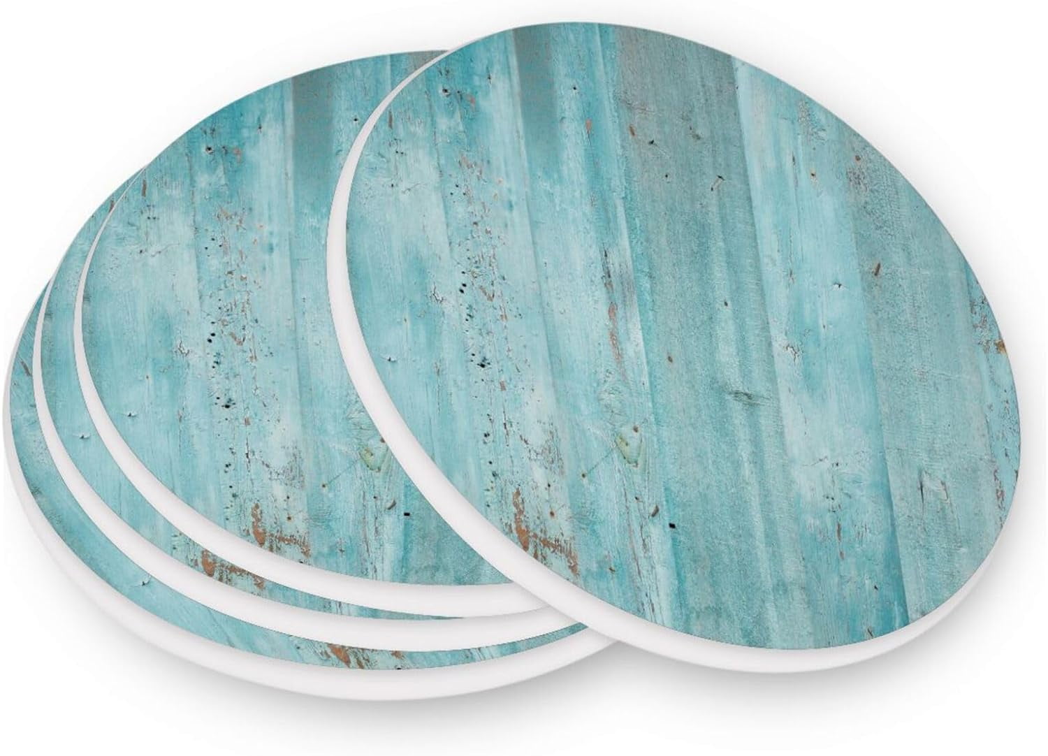 FREEAMG Blue Wood Texture Coasters for Drinks Set of 4, Absorbent ...