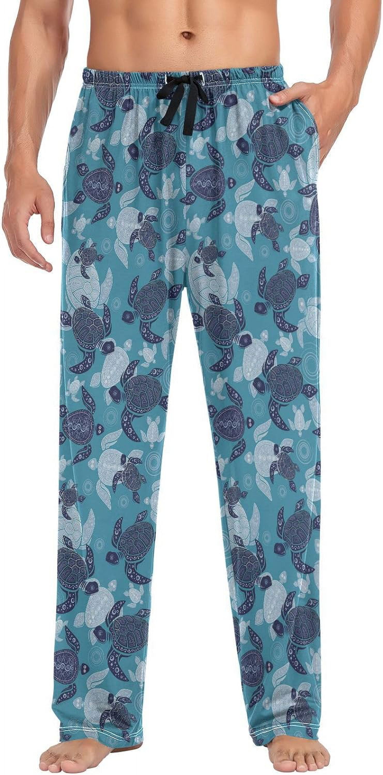 FREEAMG Blue and White Turtle Pajama Pants for Men, Men's Separate ...