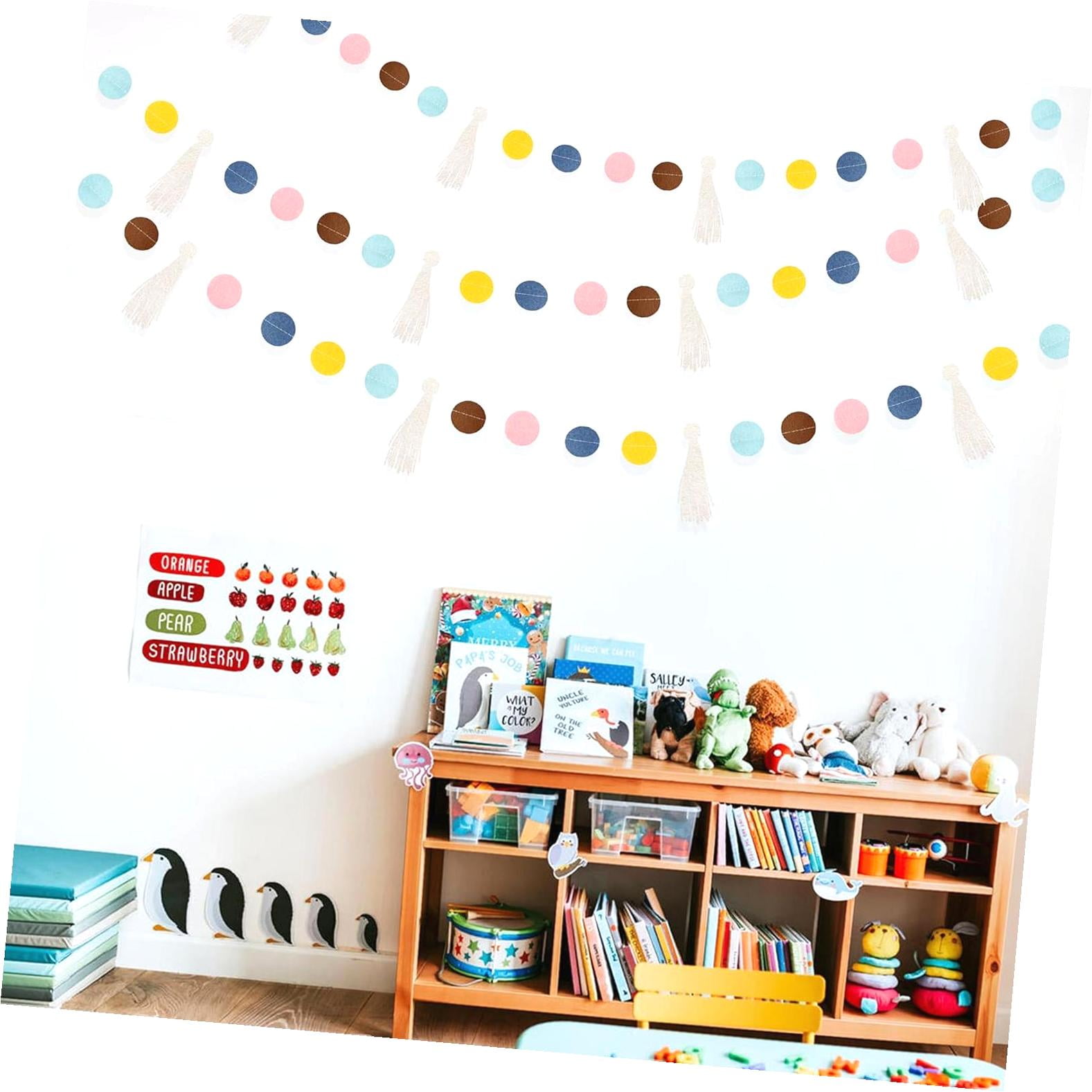 FREEAMG Boho Classroom Decorations Navy Blue Yellow Brown Felt Tassel ...