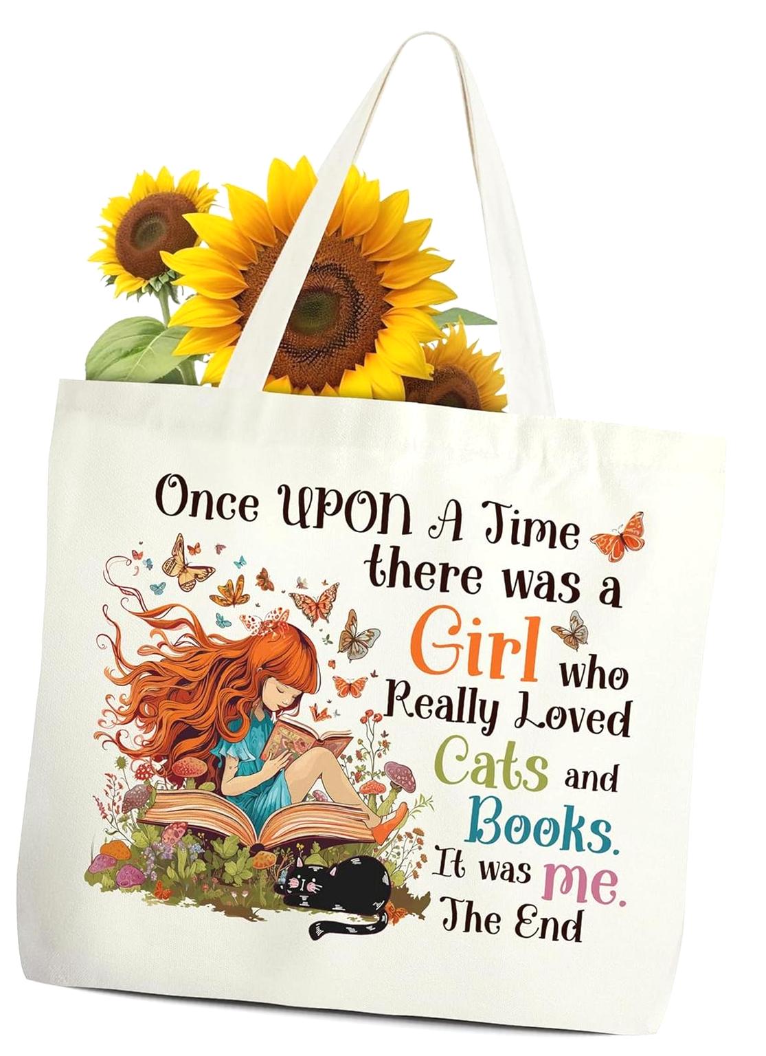 FREEAMG Book Tote Bag - Literary Canvas Shoulder Bag for Book ...