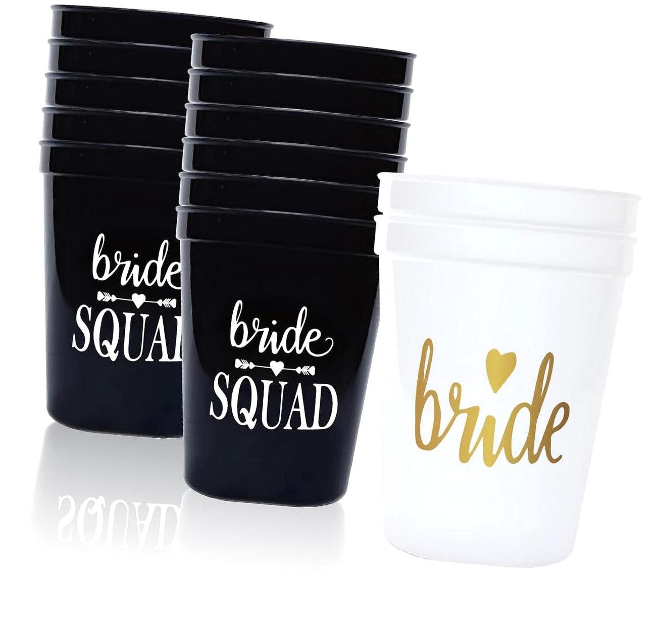 FREEAMG Bride Squad Plastic Cups 13packs Bachelorette Party Cups for ...