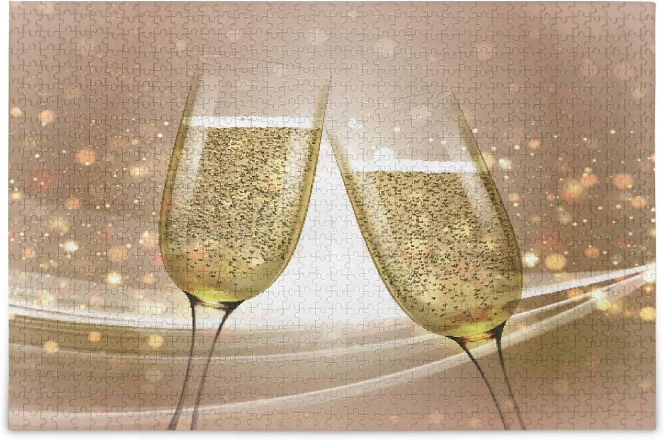 FREEAMG Bright Gold Champagne Glasses Puzzle for Adults 500 Piece ...