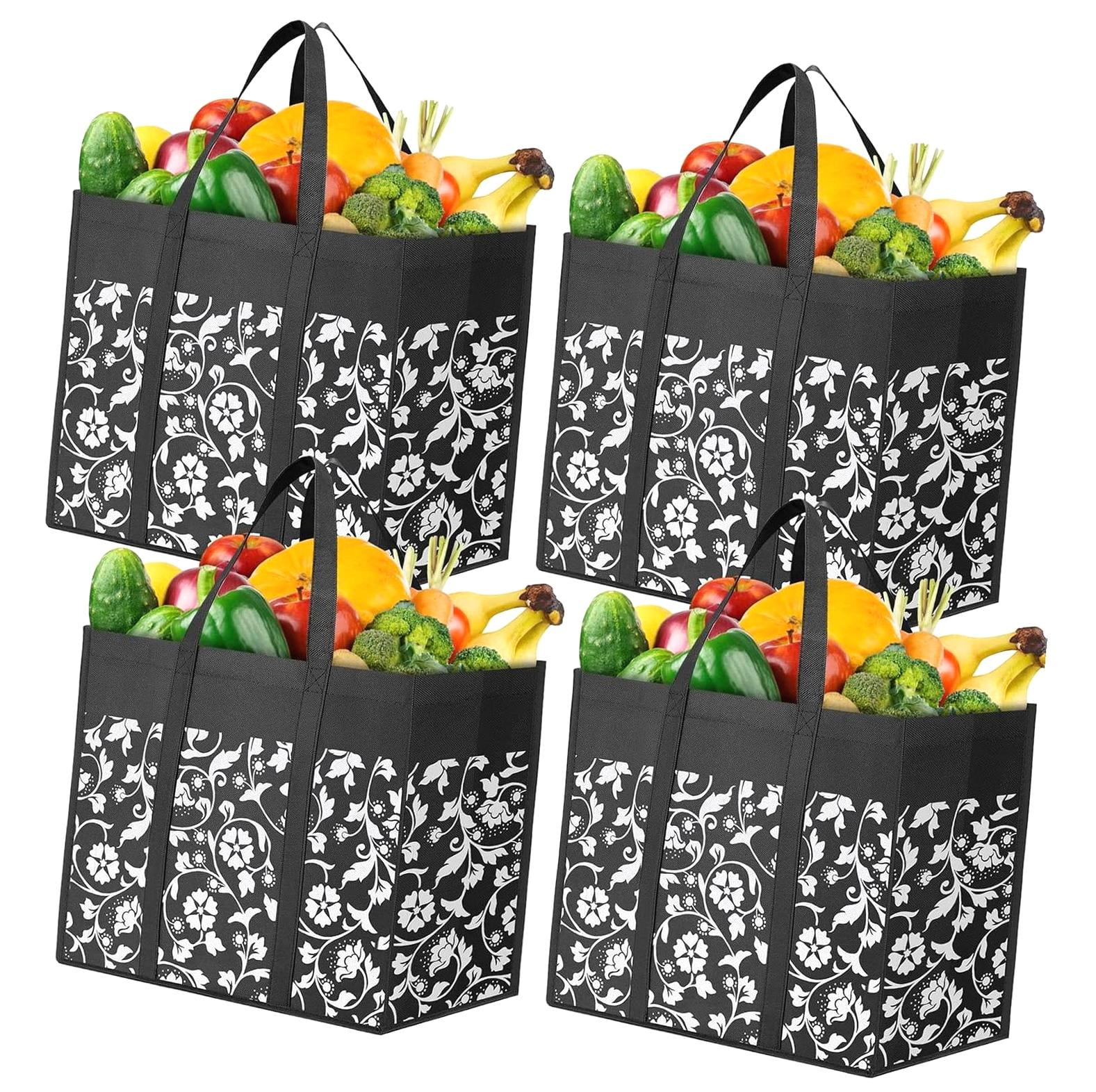 FREEAMG Bulk Grocery Totes, Foldable Shopping Bags with Reinforced ...