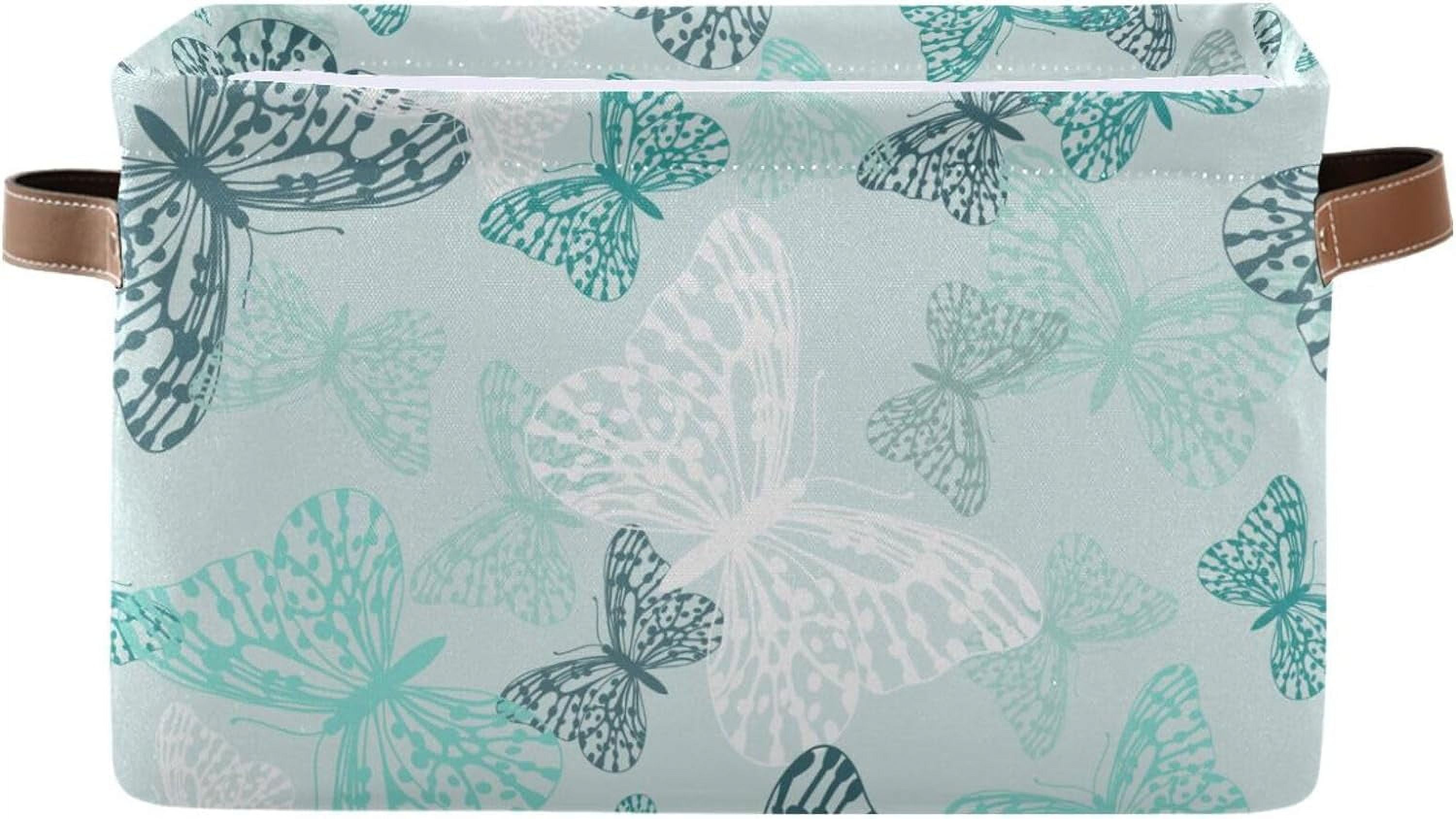 FREEAMG Butterflies Storage Basket, Durable Canvas Organizer With ...