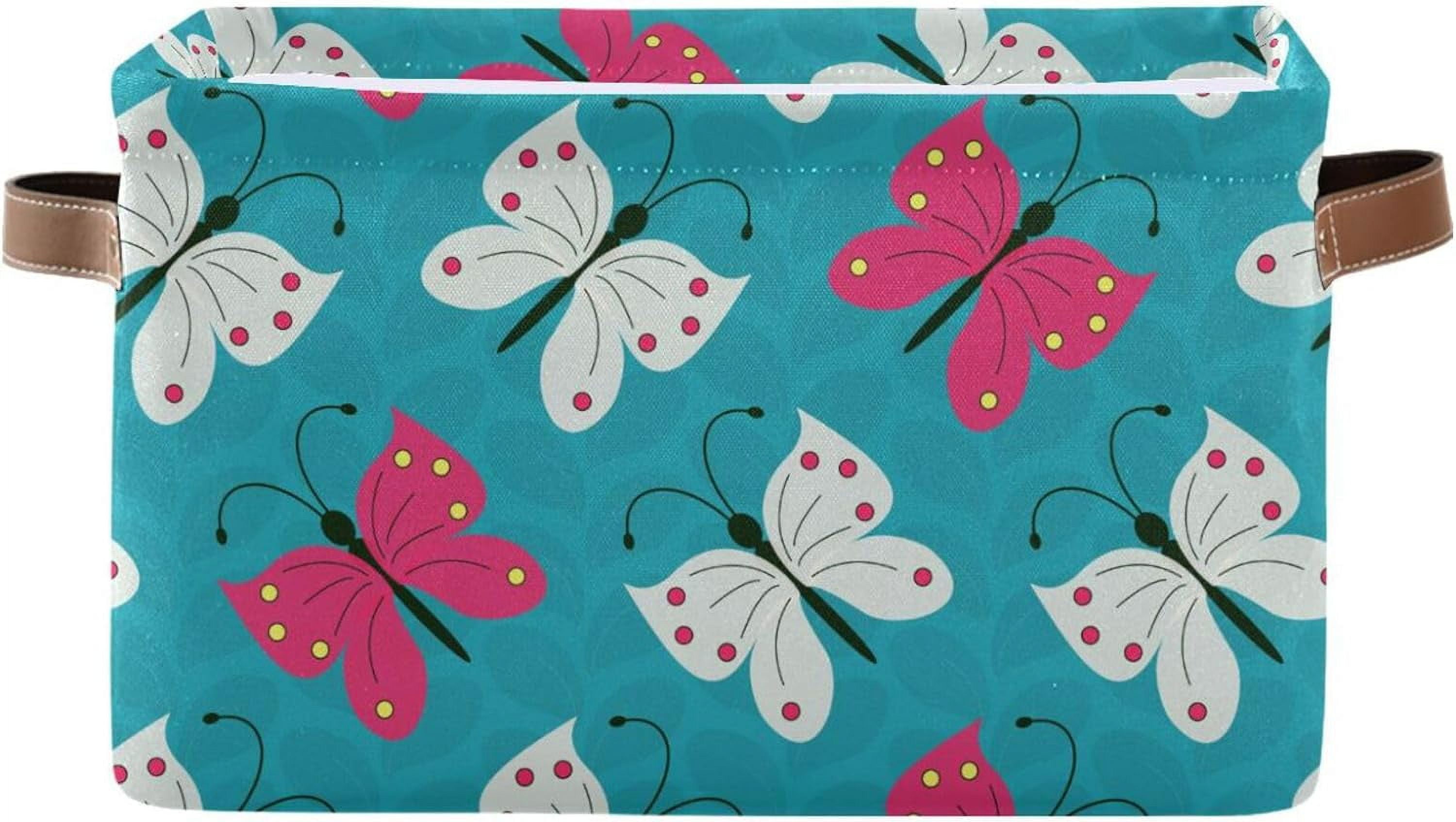 FREEAMG Butterflies Storage Basket, Durable Canvas Organizer With ...