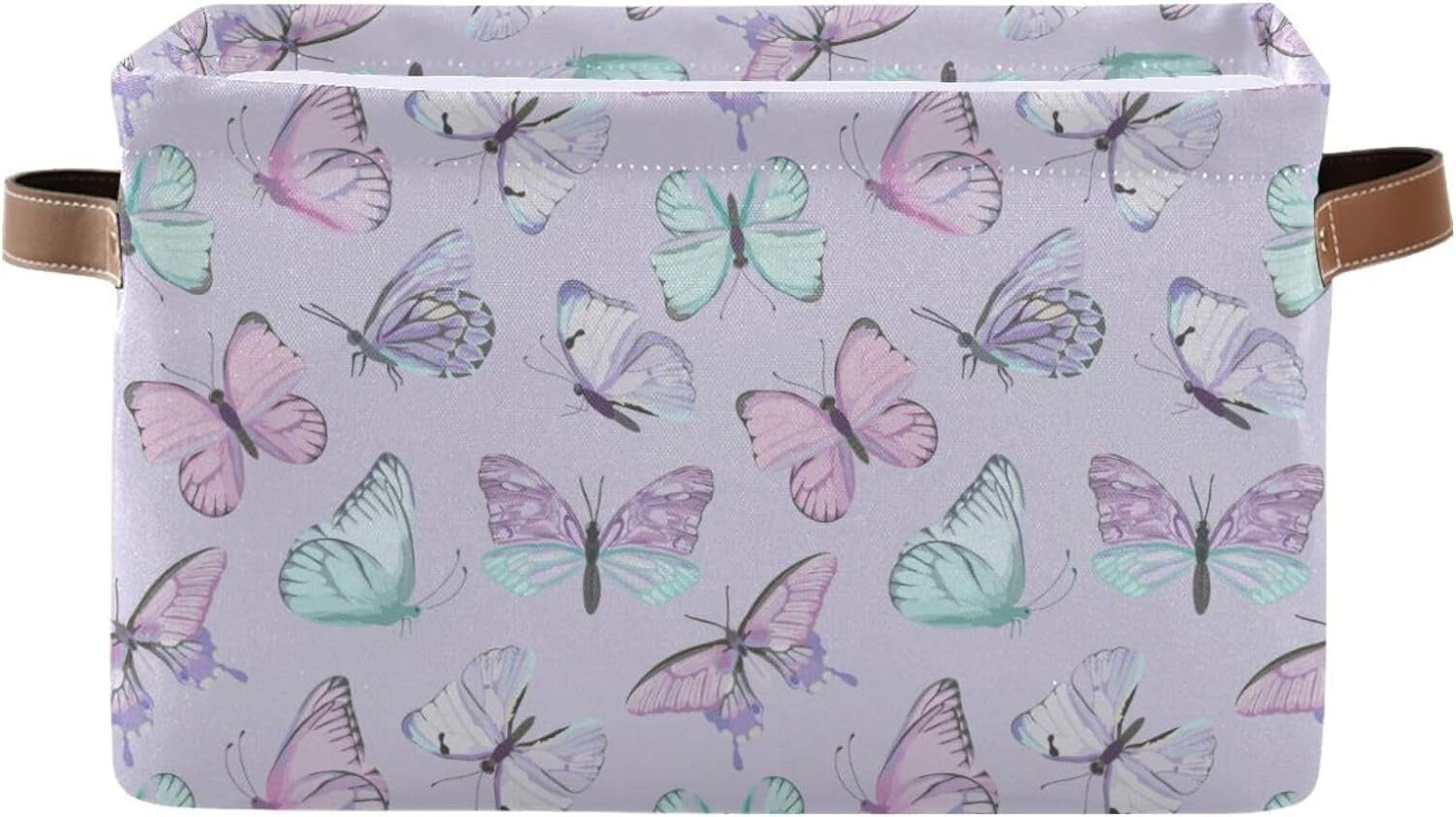 FREEAMG Butterfly Watercolor Storage Basket, Durable Canvas Organizer ...