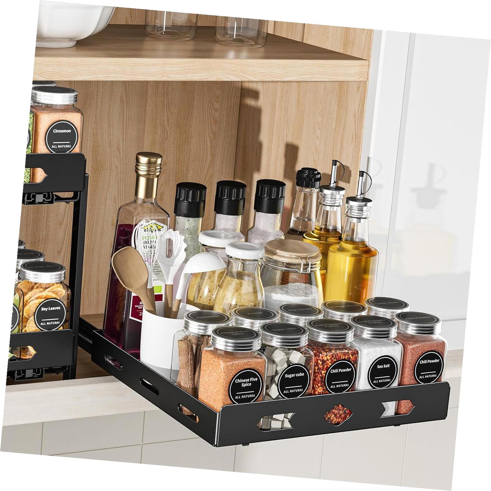 FREEAMG Cabinet Slide-Out Spice Organizer, Vertical Spice Rack for ...