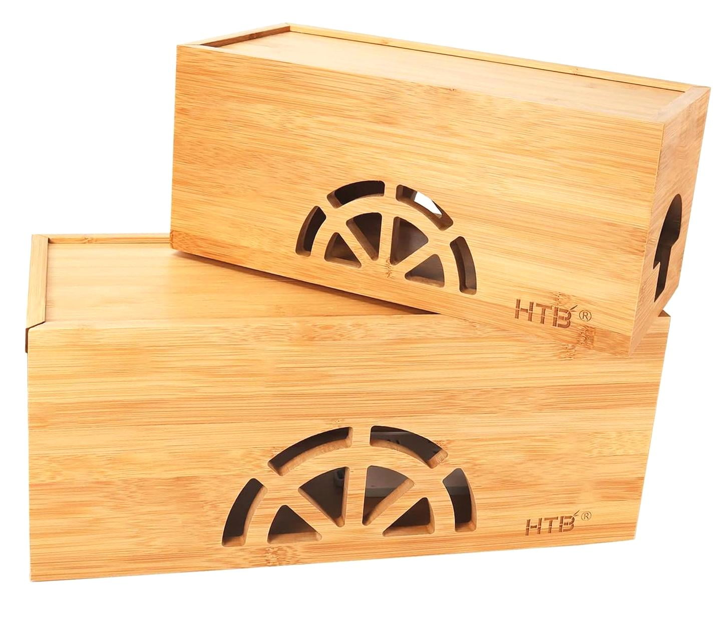 FREEAMG Cable Management Box Set of 2, Large & Small Wire Organizer Box ...