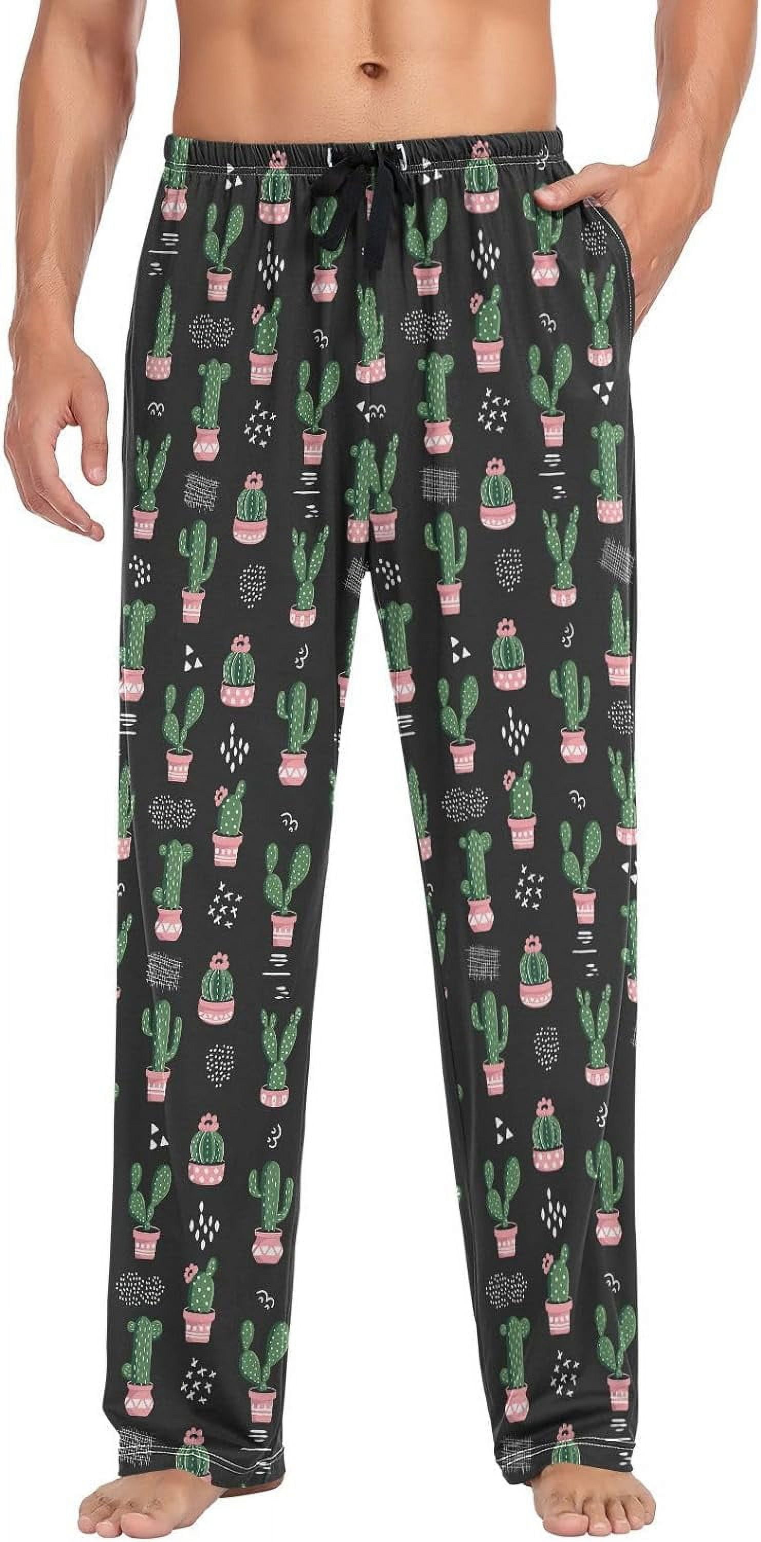 FREEAMG Cactus Flower Pot Pajama Pants for Men, Men's Separate Bottoms ...