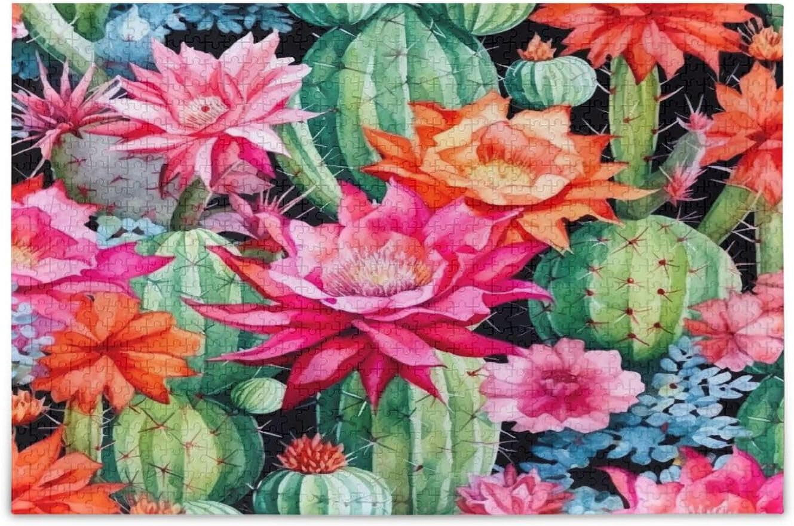 FREEAMG Cactus Flowers Jigsaw Puzzles for Adults 500 Piece, Puzzles for ...