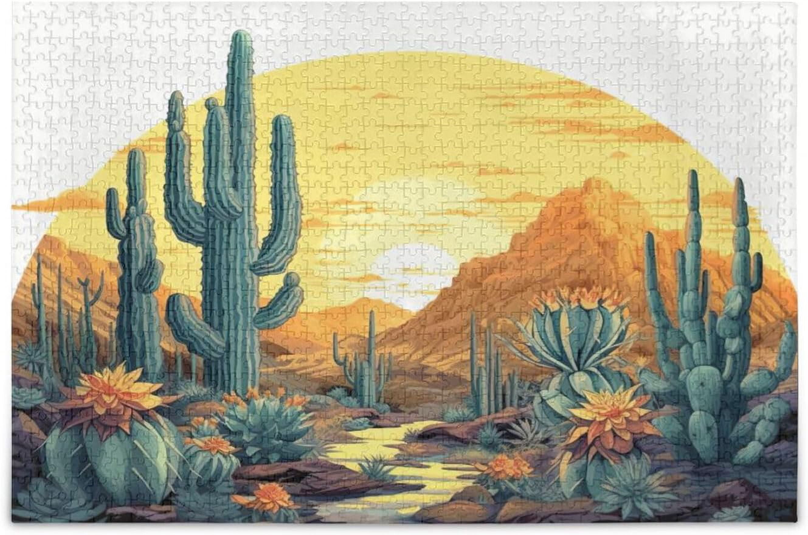 FREEAMG Cactus Plants Puzzle 1000 Pieces - Wooden Jigsaw Puzzles for ...