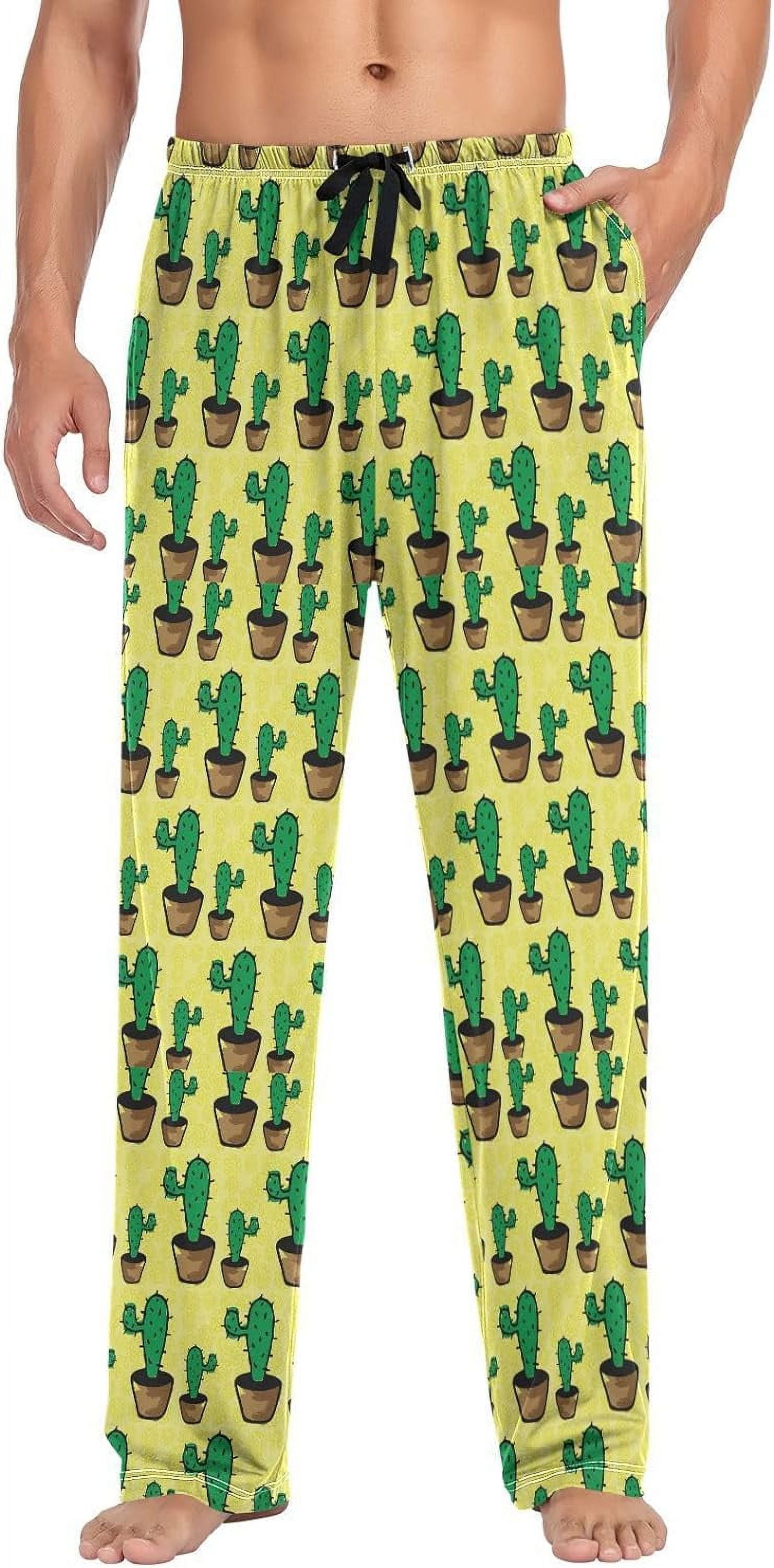 FREEAMG Cactus Succulent Flower Plants Pajama Pants for Men, Men's ...