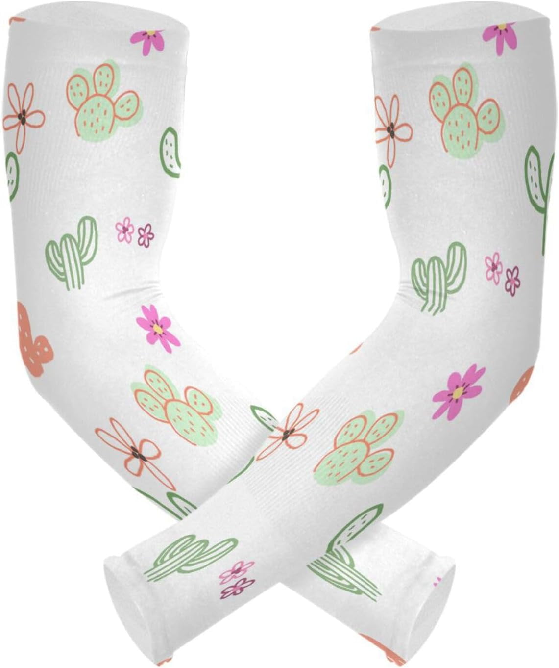FREEAMG Cactus and Flower UV Protective Arm Sleeve, Sports Compression ...