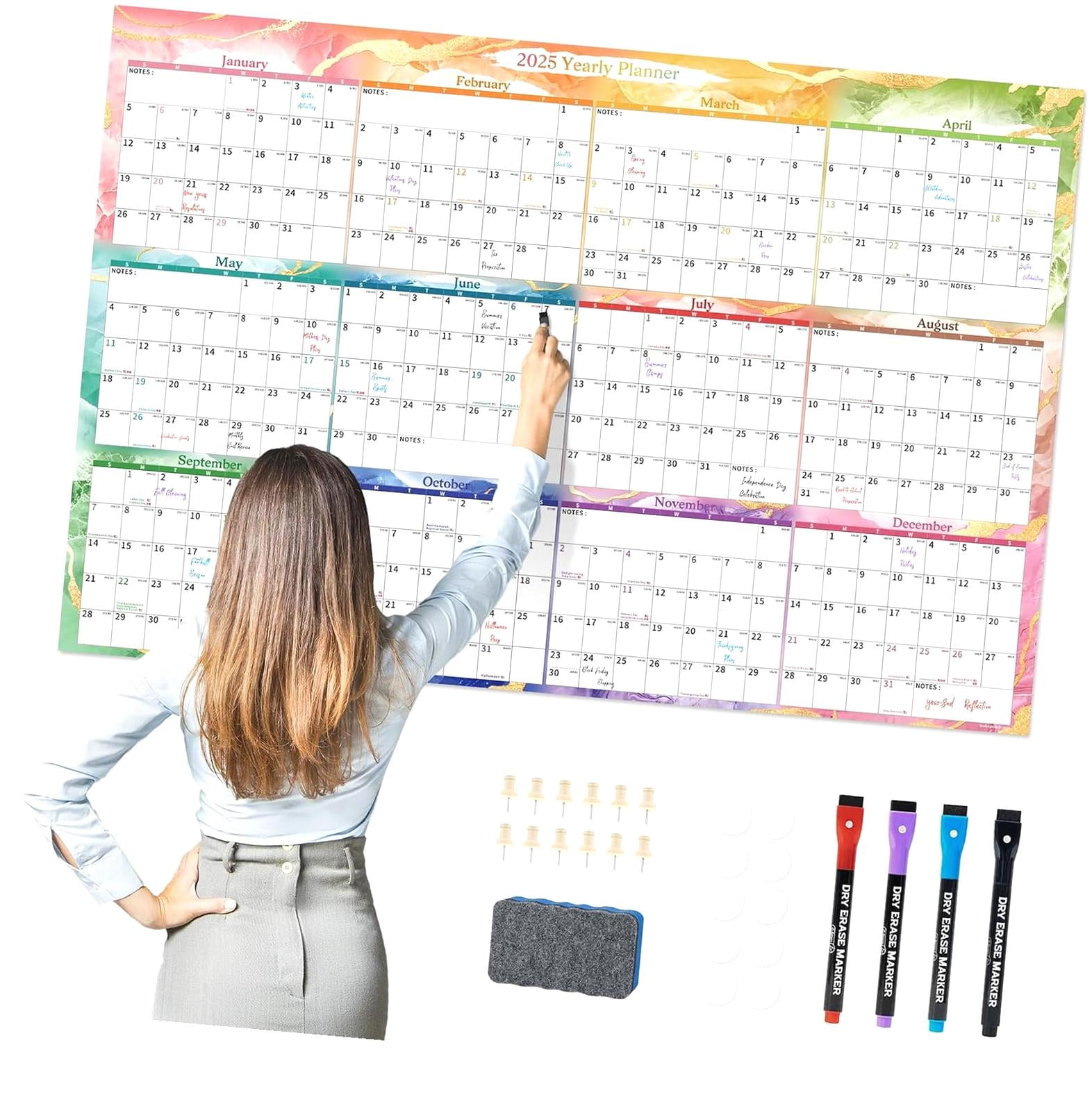 FREEAMG Calendar for Wall 2025-2026, 48"x32" Horizontal Layout, Large ...