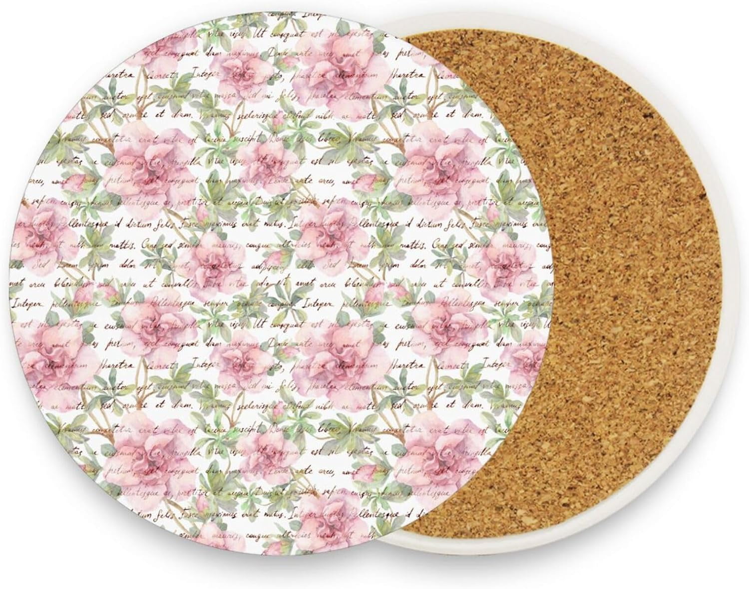 FREEAMG Camellia Flowers Pink Coasters for Drinks Set of 2, Absorbent ...
