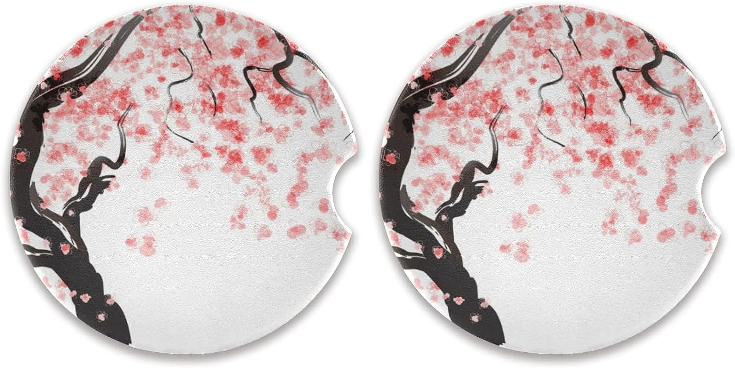 FREEAMG Car Coasters PCS of 2, Japanese Cherry Blossom Print Absorbent ...