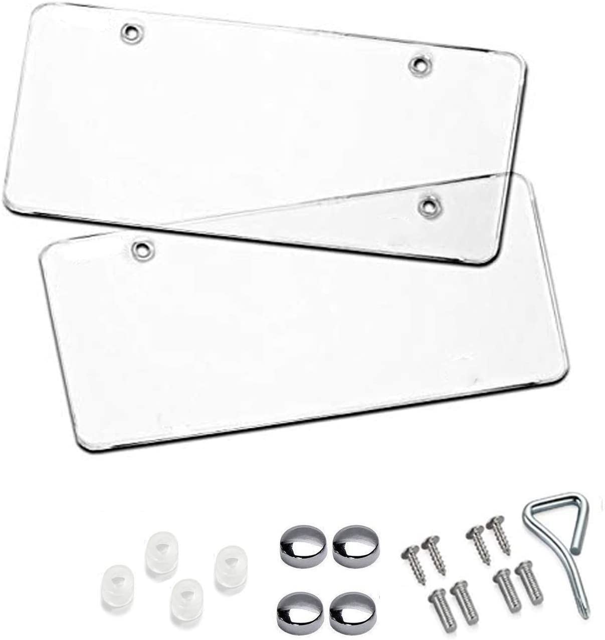 FREEAMG Car License Plates Shields 2 Pack Clear Flat Design Novelty ...