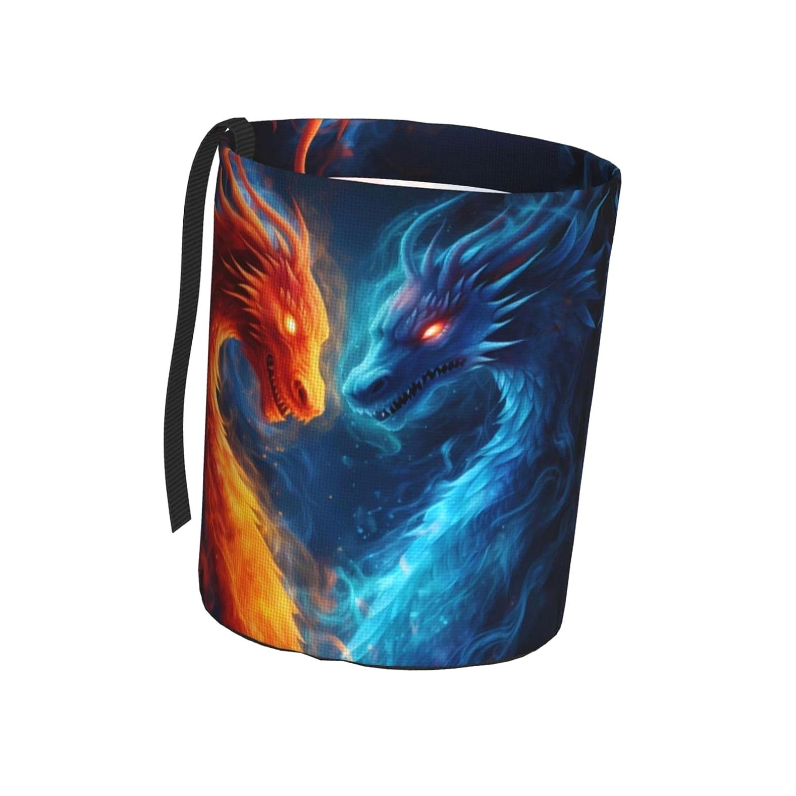 FREEAMG Car Trash Can Abstract Fire Dragon Trash Bin Portable ...