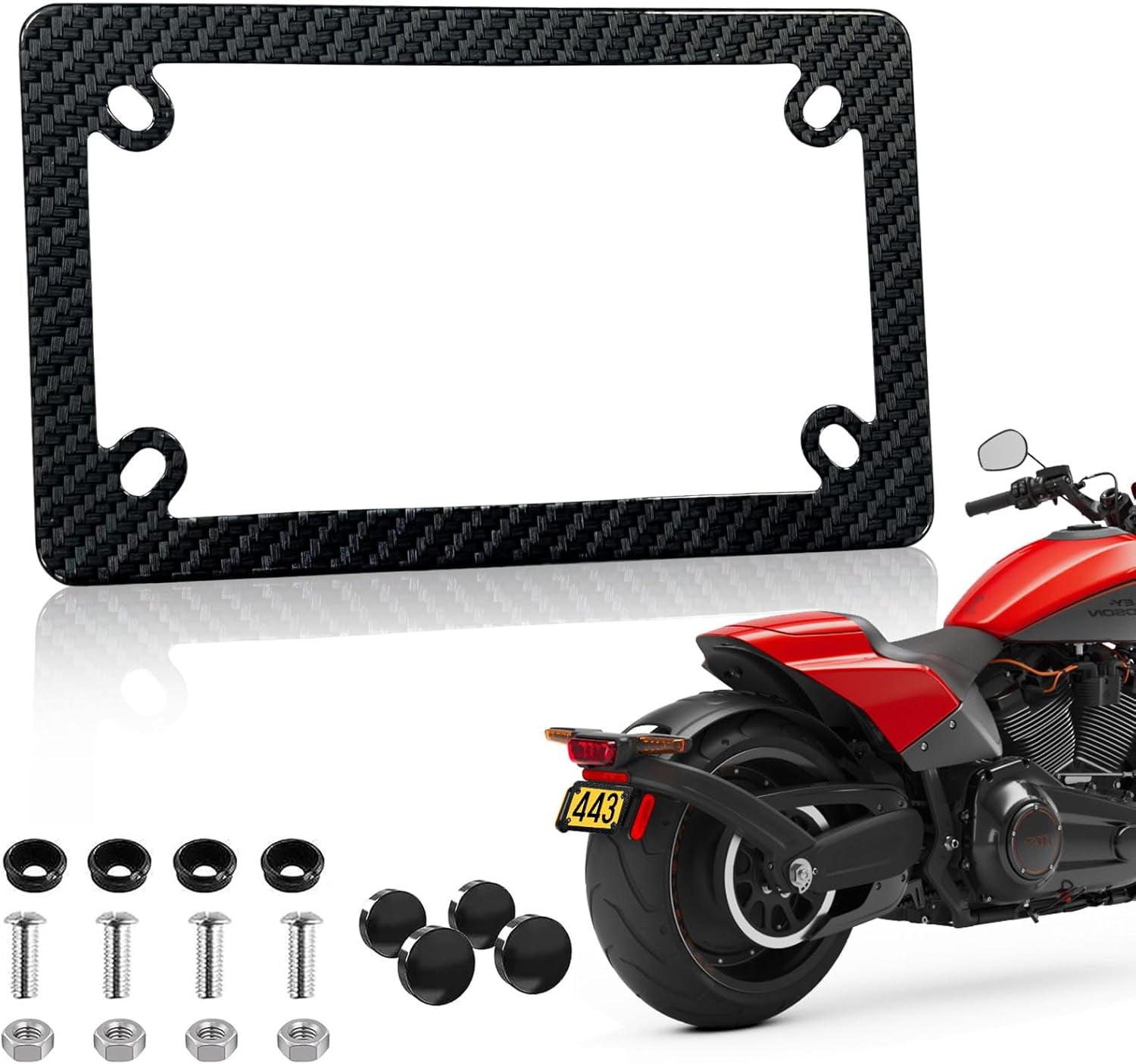 FREEAMG Carbon ber Motorcycle License Plate Frame - SXS ATV UTV Scooter ...