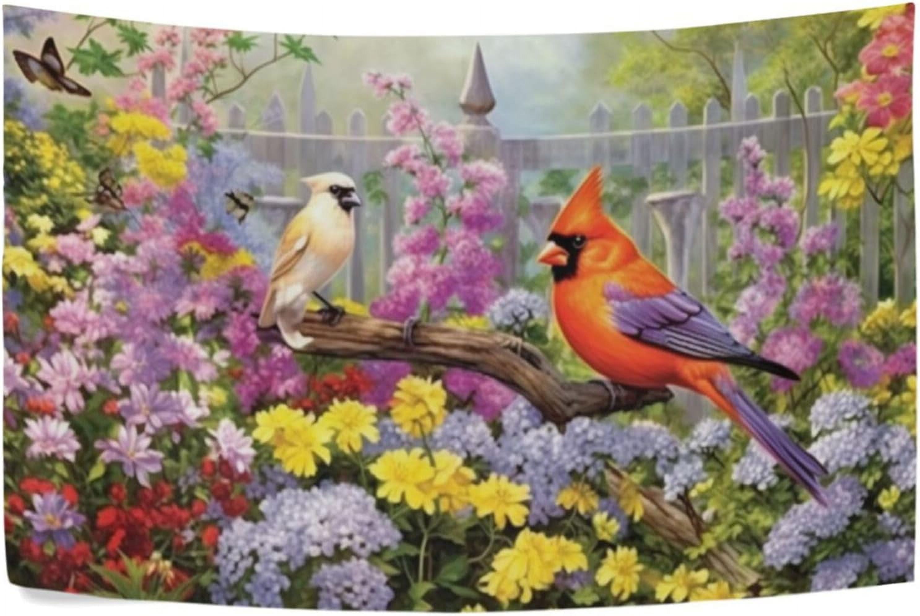 FREEAMG Cardinal Birds Tapestry Hippie Wall Hanging Tapestries ...