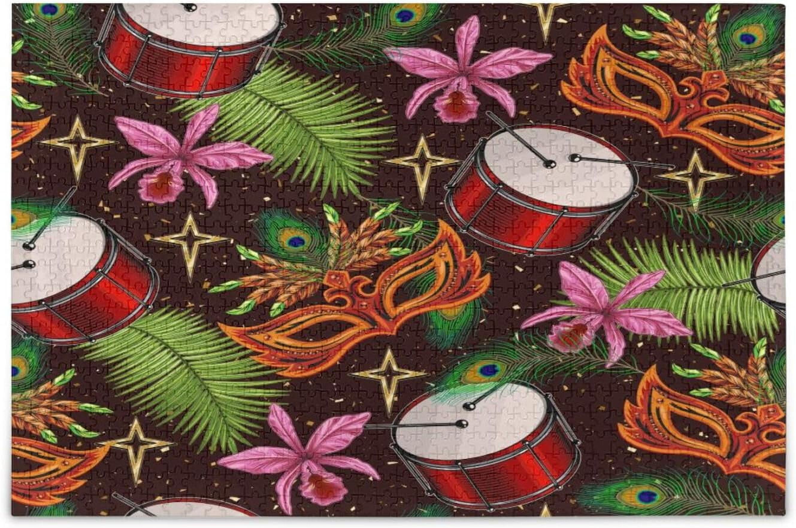 FREEAMG Carnival Mask Pattern Puzzle 1000 Pieces - Wooden Jigsaw ...