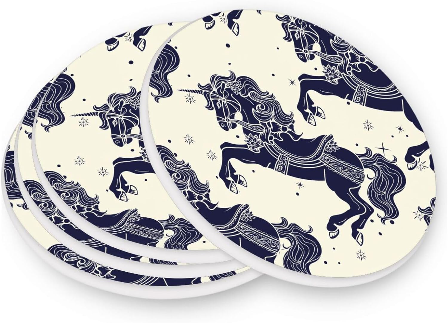FREEAMG Carousel Horses Coasters for Drinks Set of 4, Absorbent Ceramic ...