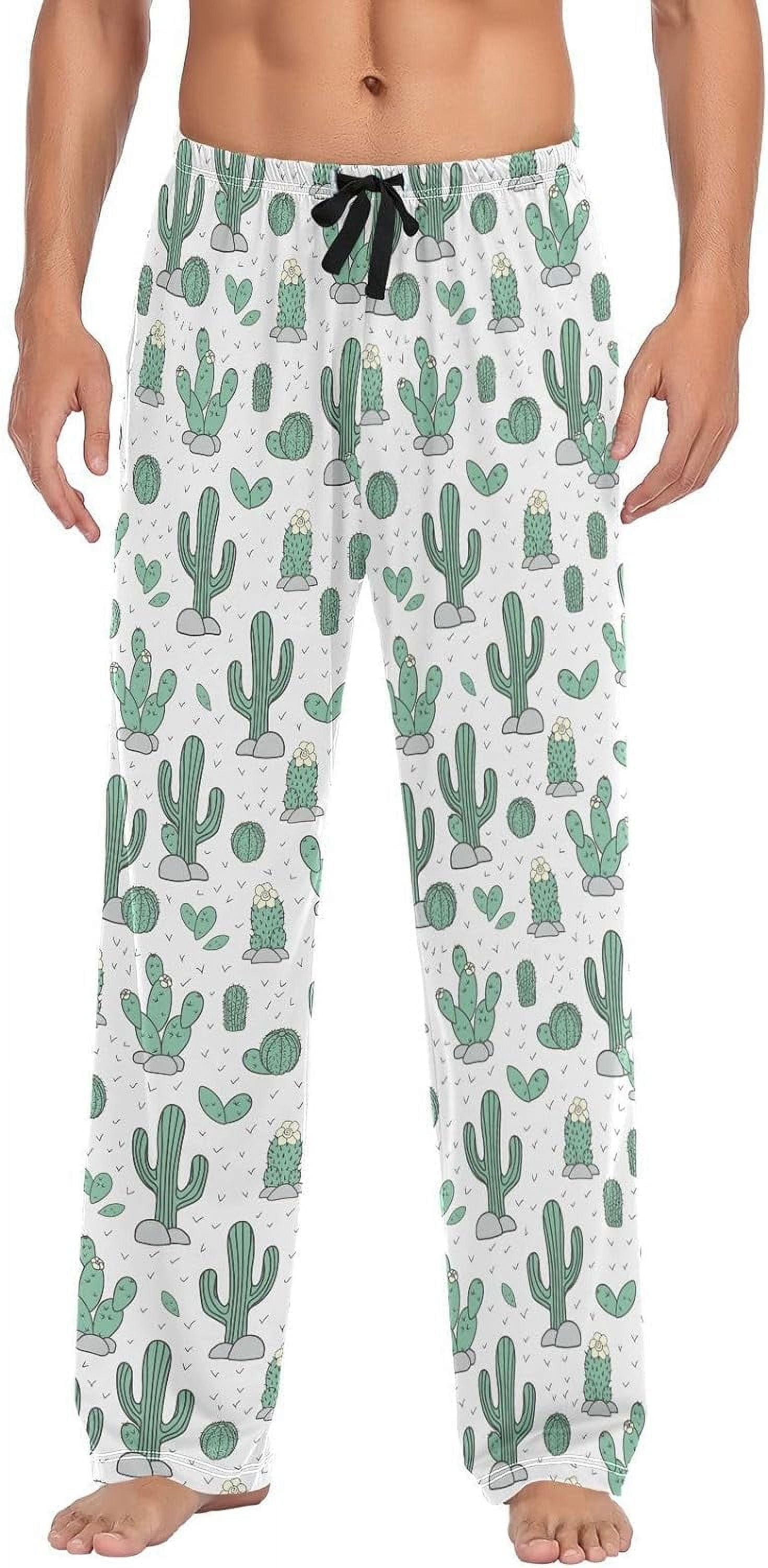 FREEAMG Cartoon Cactuses Pajama Pants for Men, Men's Separate Bottoms ...