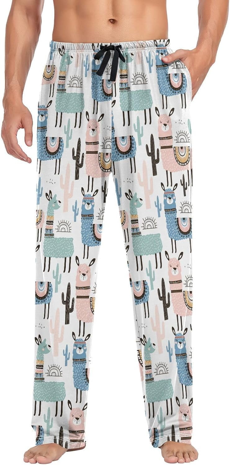 FREEAMG Cartoon Camel Cactus Pajama Pants for Men, Men's Separate ...
