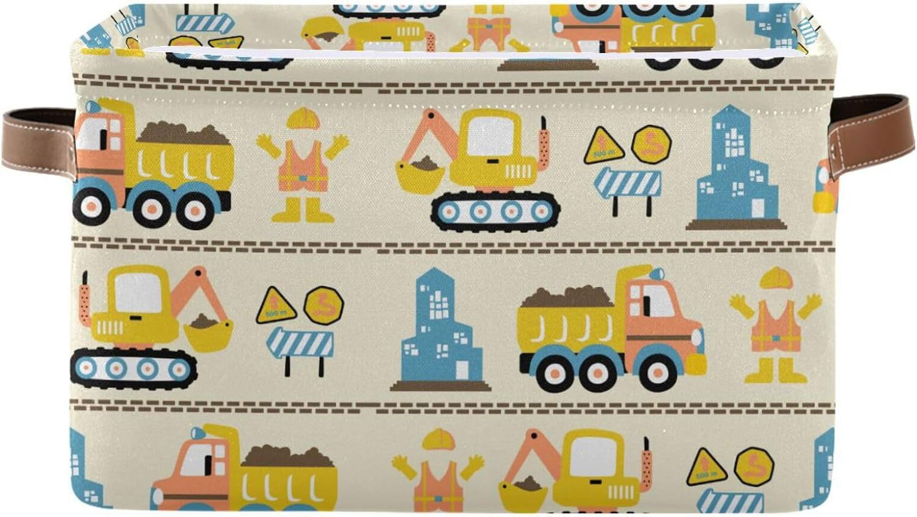 FREEAMG Cartoon Construction Truck Storage Basket, Durable Canvas ...