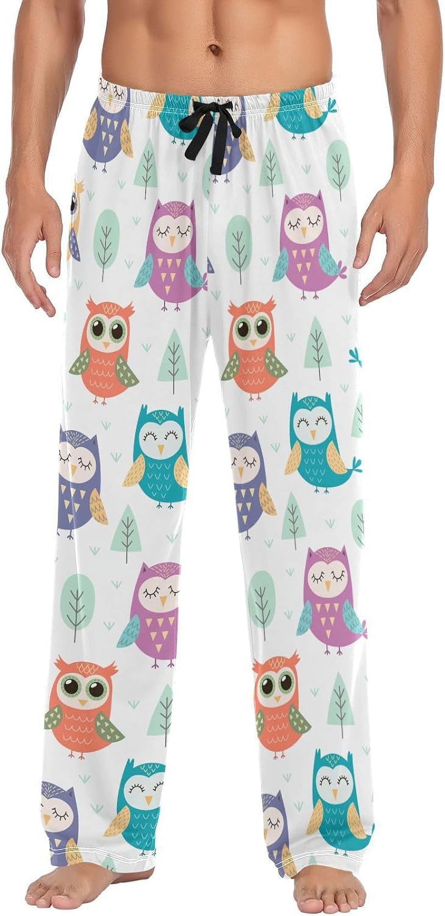 FREEAMG Cartoon Cute Owl Pajama Pants for Men, Men's Separate Bottoms ...