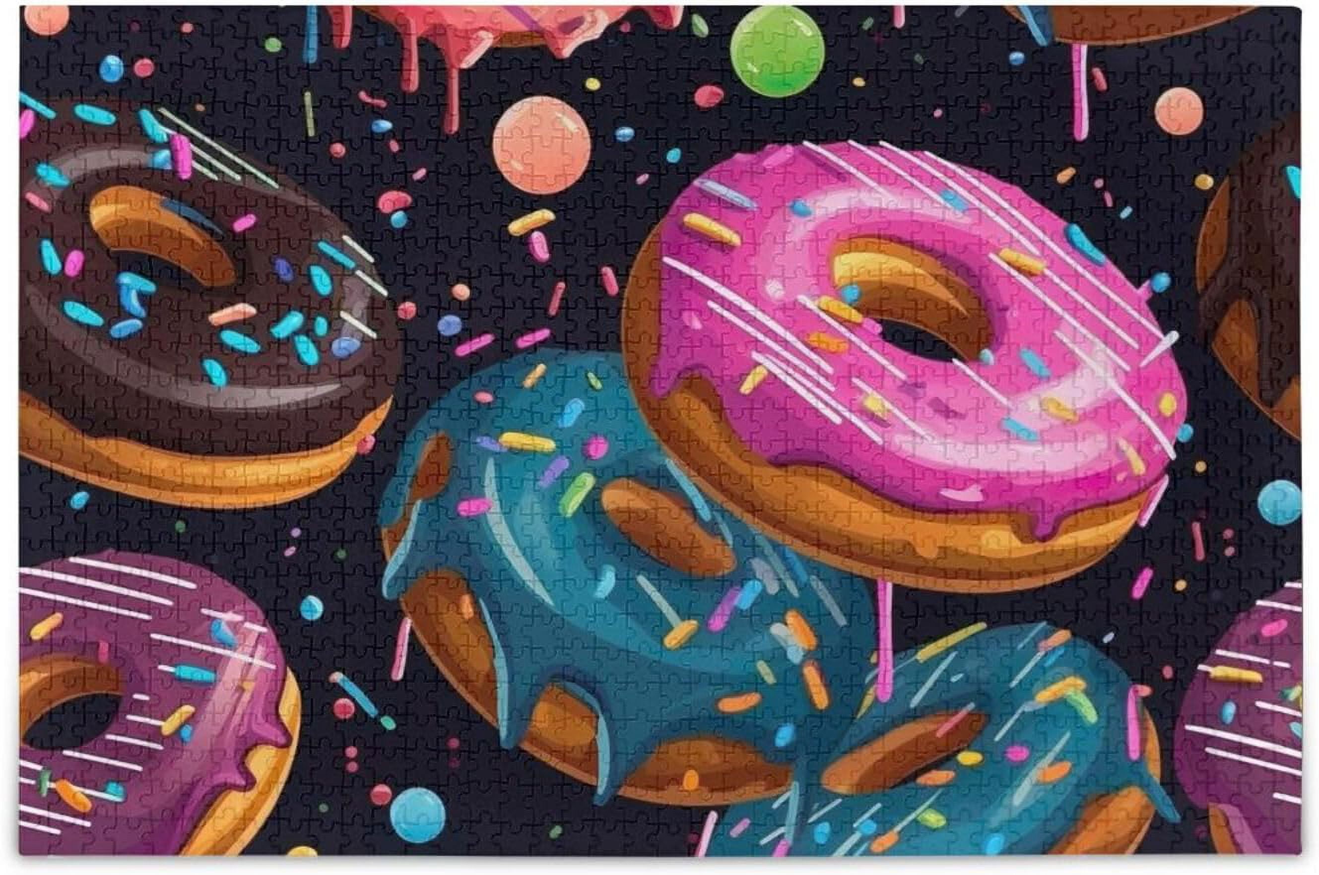 FREEAMG Cartoon Donuts Puzzle 500 Pieces - Wooden Jigsaw Puzzles for ...