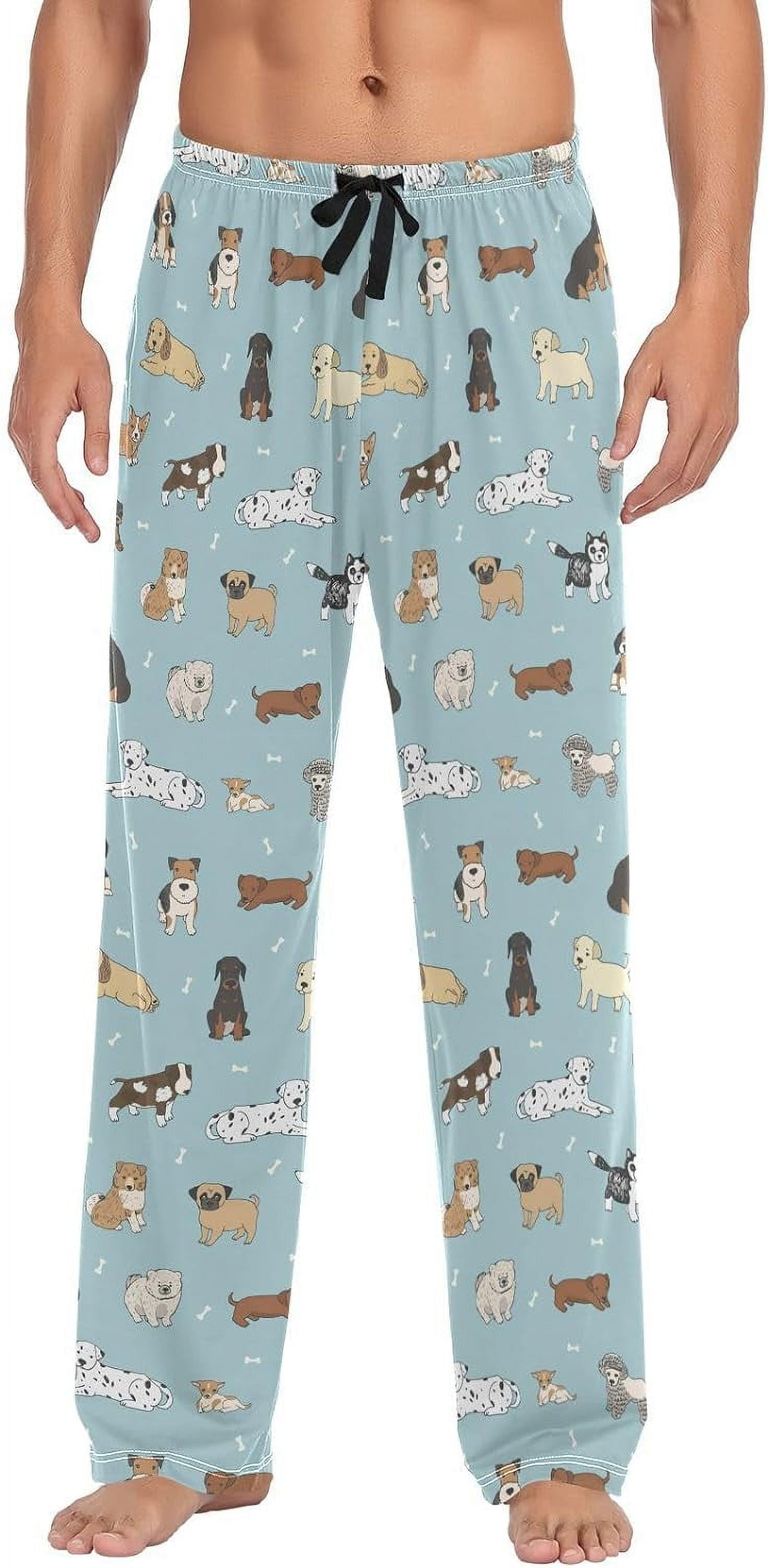 FREEAMG Cartoon Doodle Puppy Dog Pajama Pants for Men, Men's Separate ...