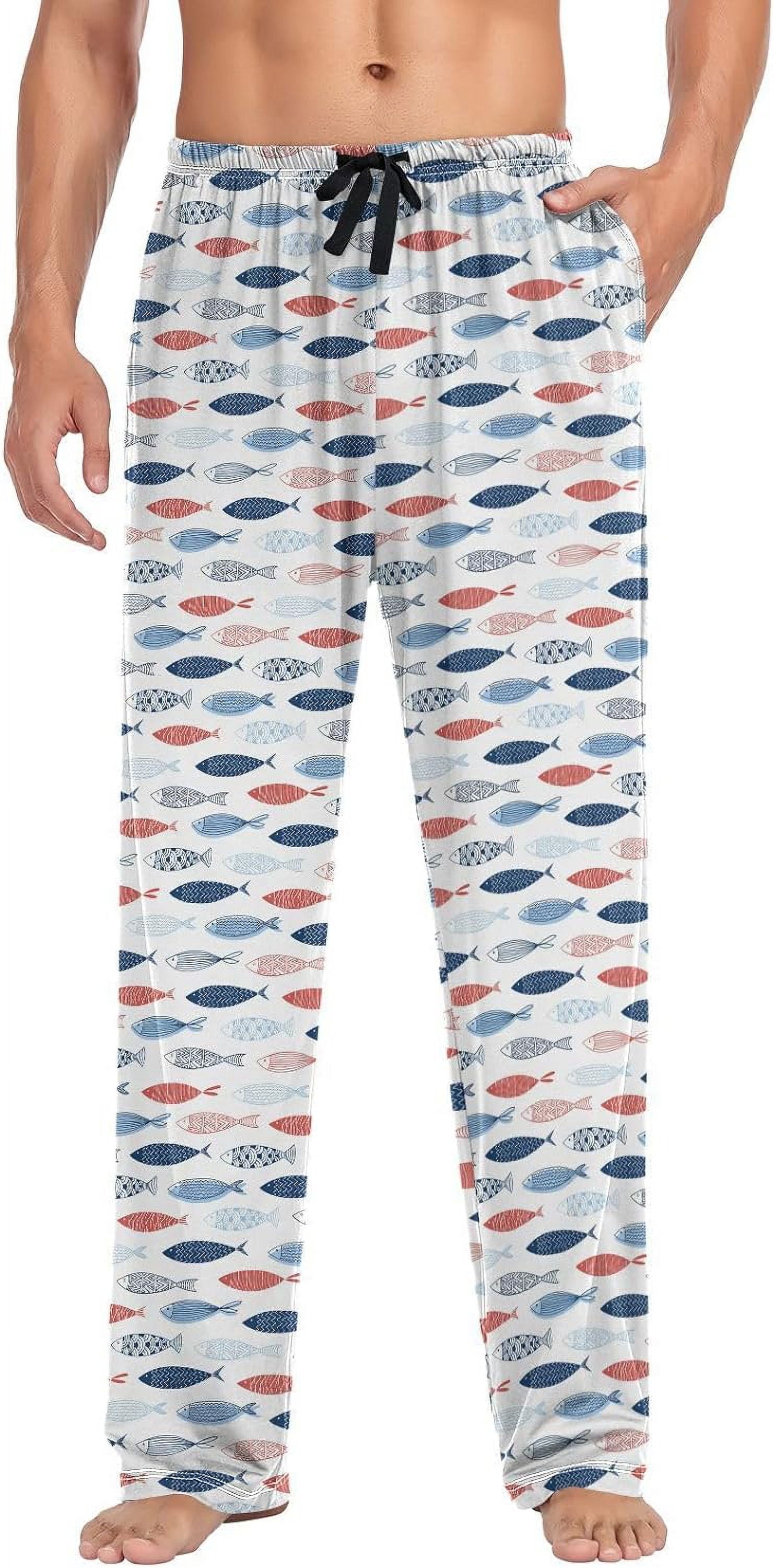 FREEAMG Cartoon Fish Pattern Pajama Pants for Men, Men's Separate ...