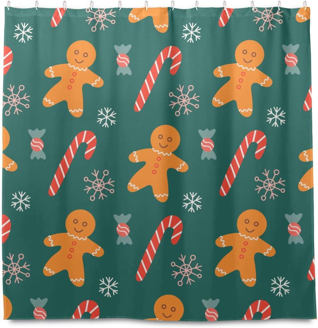 FREEAMG Cartoon Gingerbread Man Shower Curtain - 72x72 Inch Waterproof ...