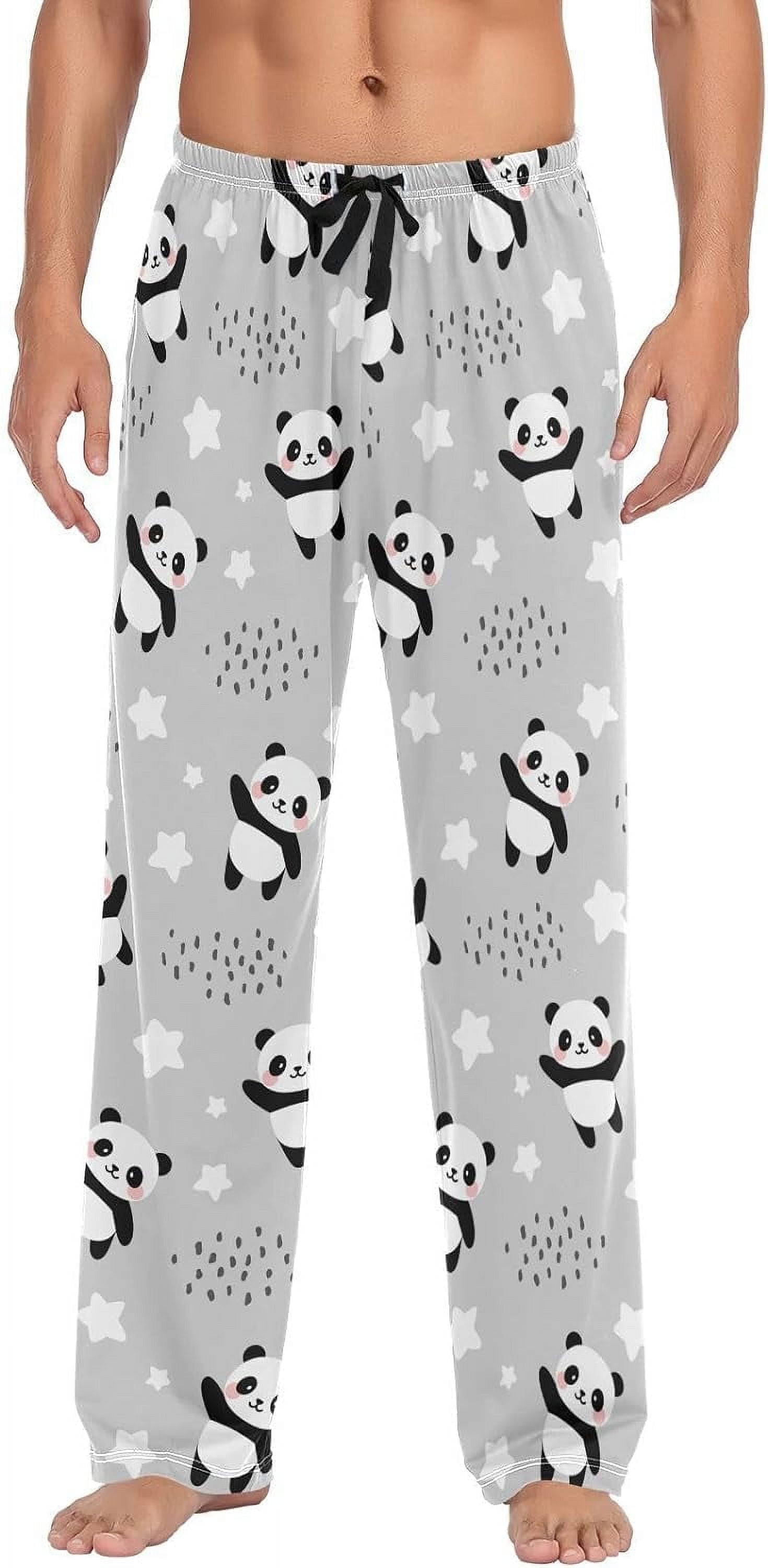 FREEAMG Cartoon Panda Bears Pajama Pants for Men, Men's Separate ...