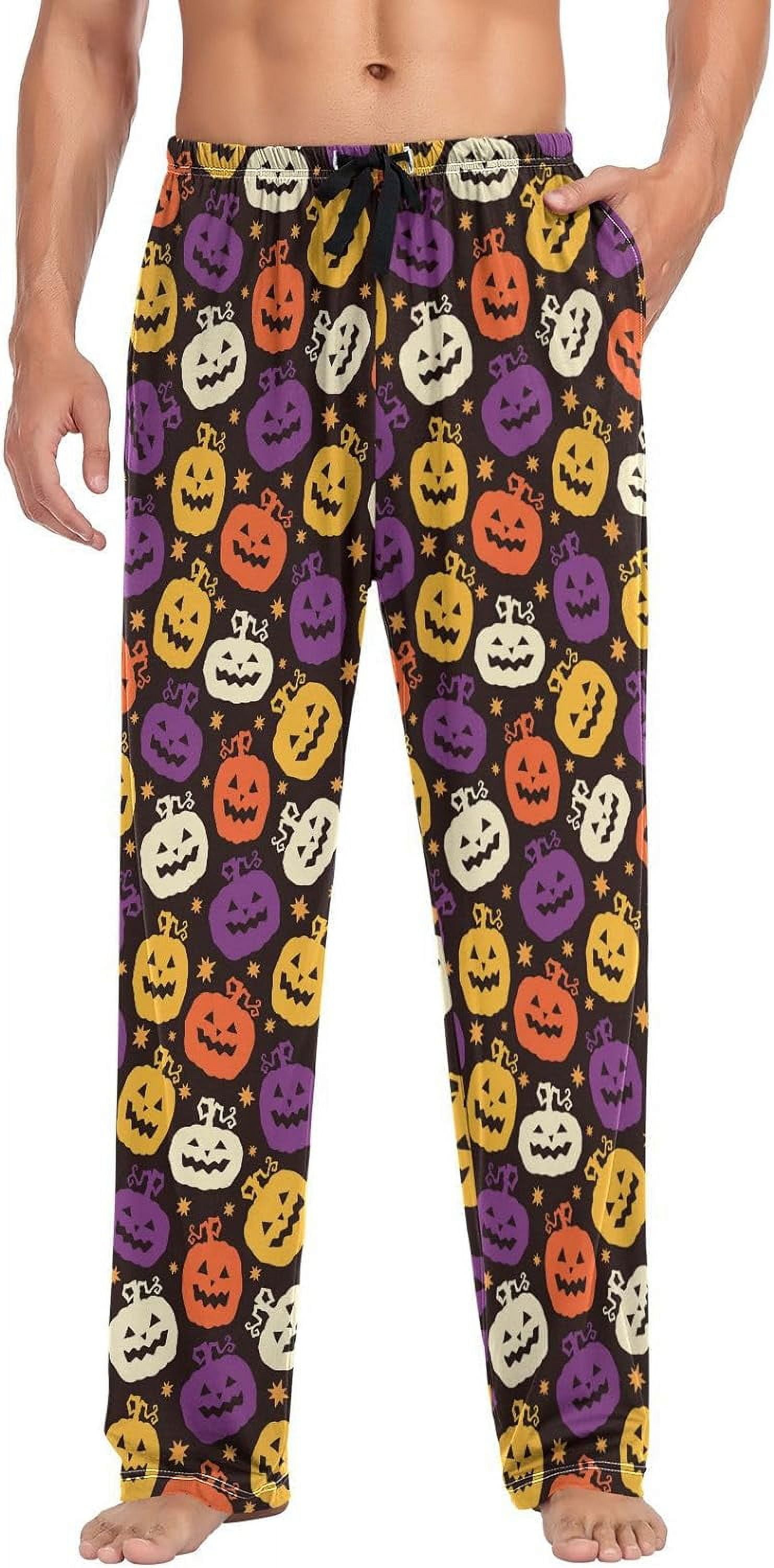 FREEAMG Cartoon Pumpkins Pajama Pants for Men, Men's Separate Bottoms ...