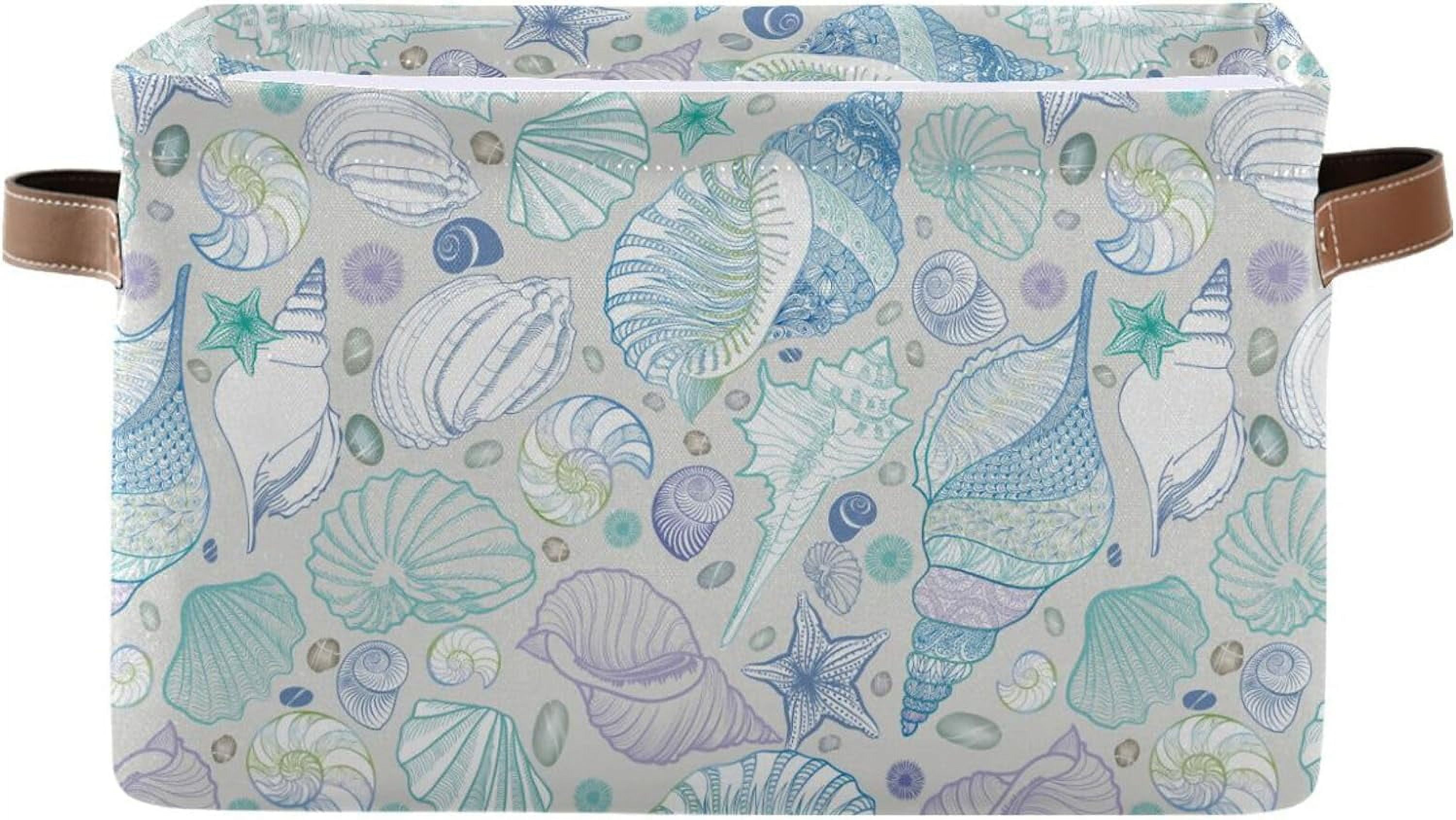 FREEAMG Cartoon Seashell Foldable Canvas Storage Bin, Sturdy Fabric ...