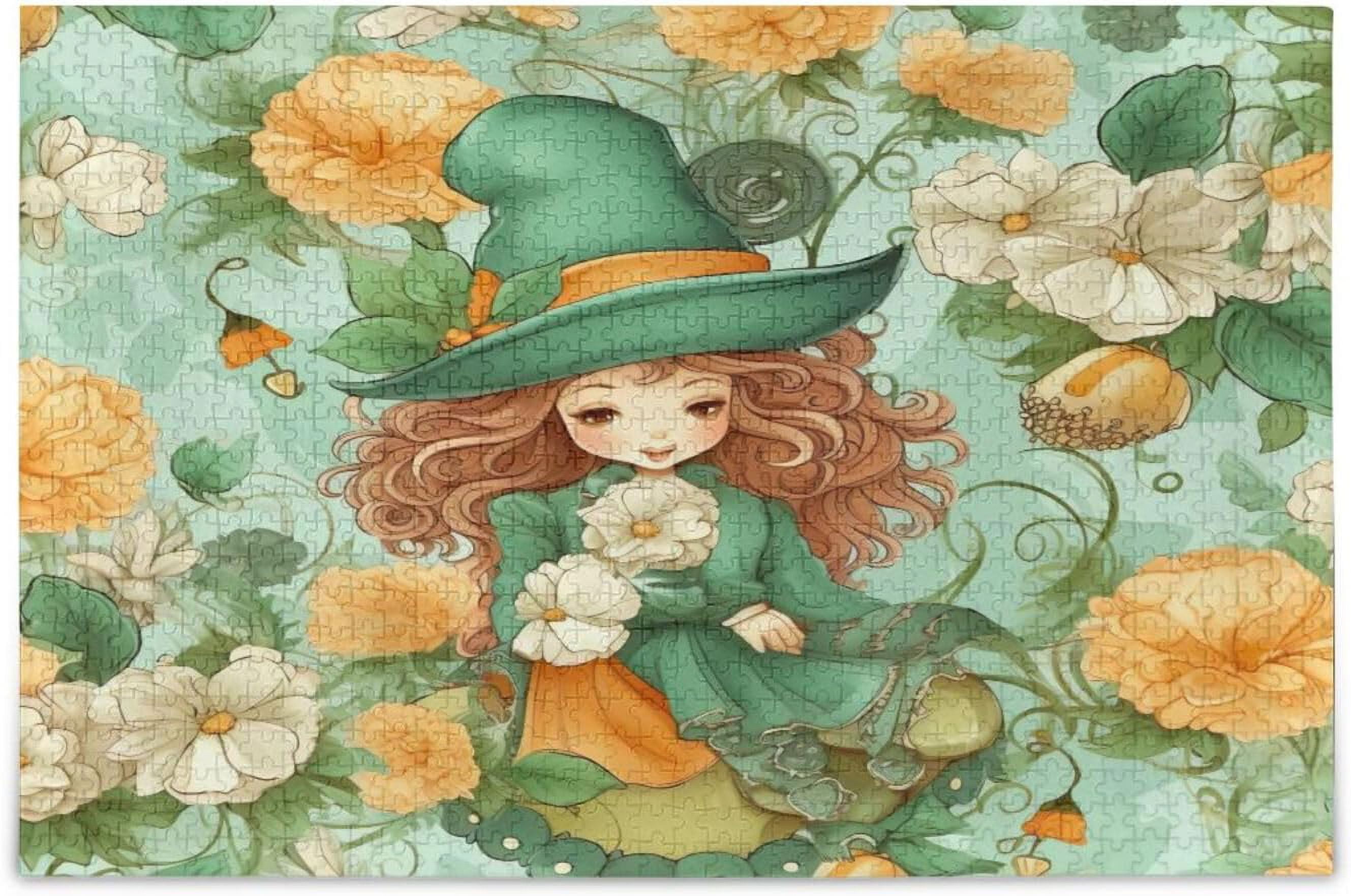 FREEAMG Cartoon Shamrock Gnome Puzzle 1000 Pieces - Wooden Jigsaw ...