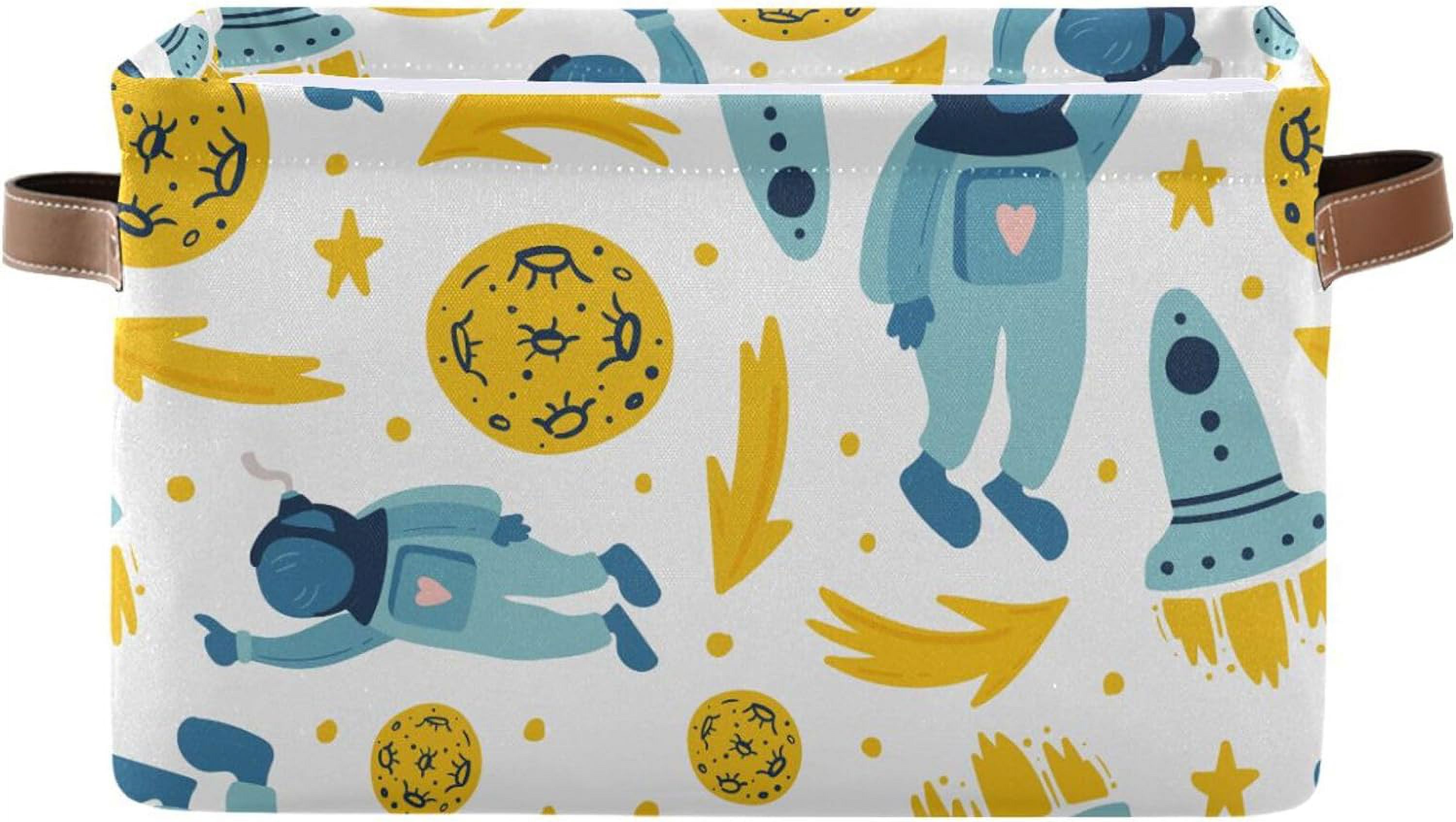FREEAMG Cartoon Space Rockets Planets Stars Storage Basket, Durable ...