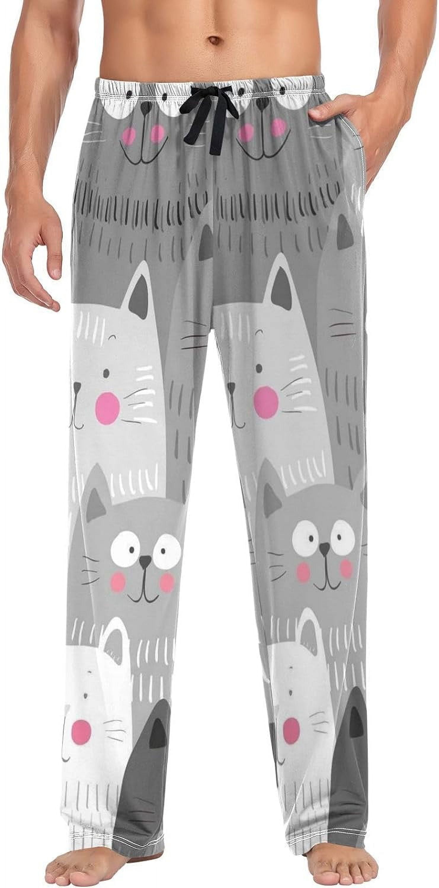 FREEAMG Cat Cotton Pajama Pant for Men, Super Soft Lightweight Lounge ...