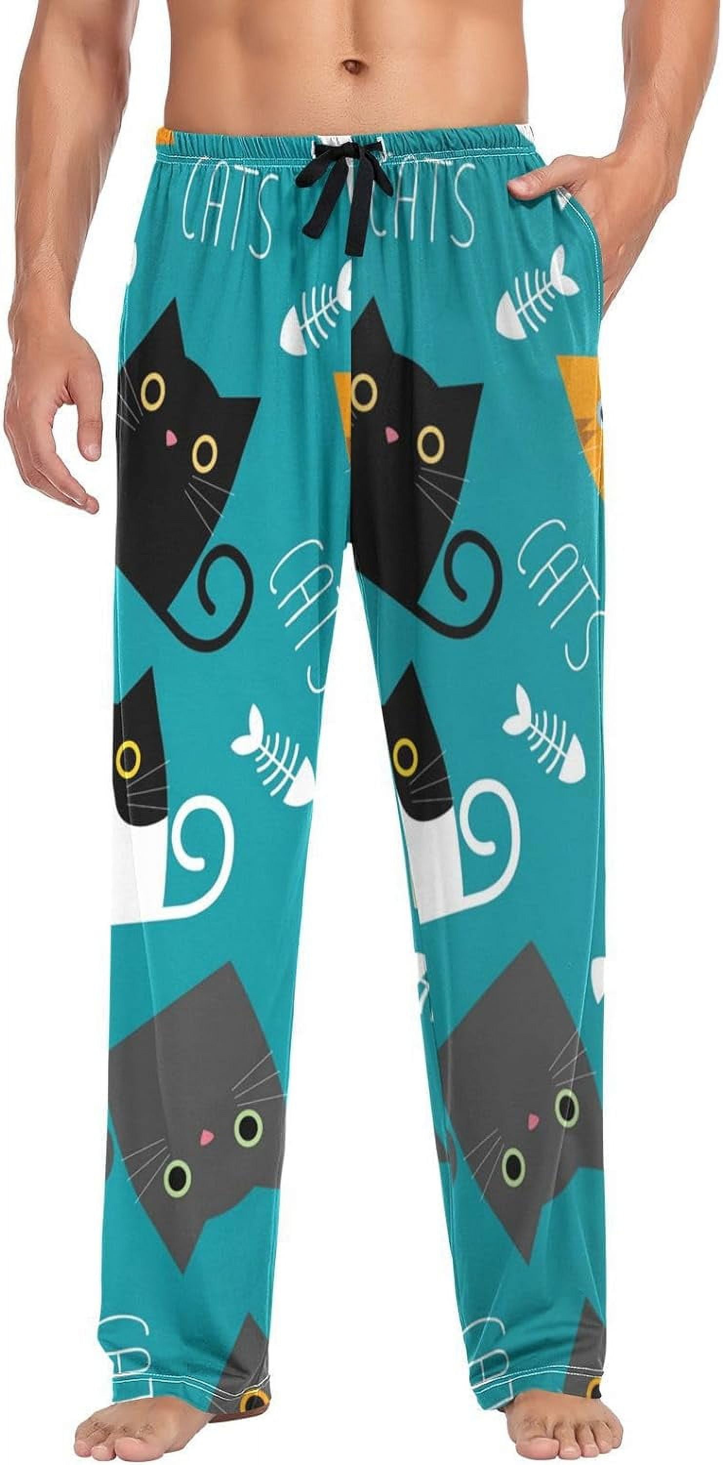 FREEAMG Cat Cotton Pajama Pant for Men, Super Soft Lightweight Lounge ...