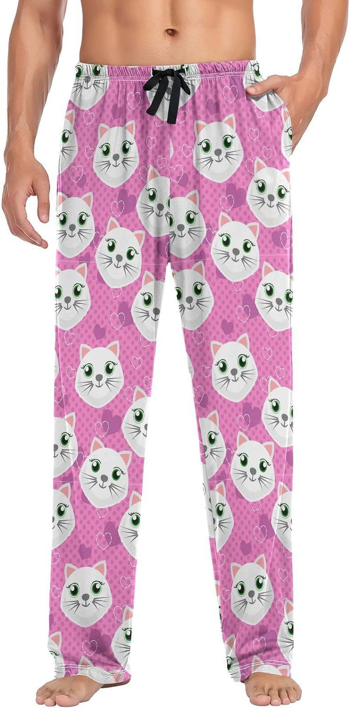FREEAMG Cat Pajama Pants for Men, Men's Separate Bottoms, Pure Cotton ...