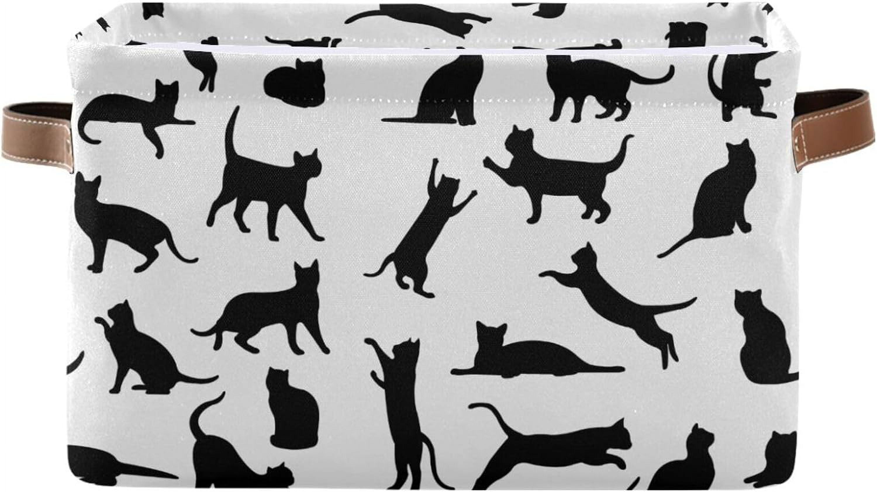 FREEAMG Cat Storage Basket, Durable Canvas Organizer With Handles Large ...