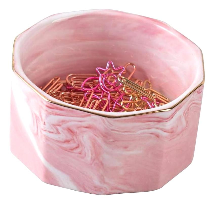FREEAMG Ceramic Marbling Paper Clip Dispenser for Office Desk ...