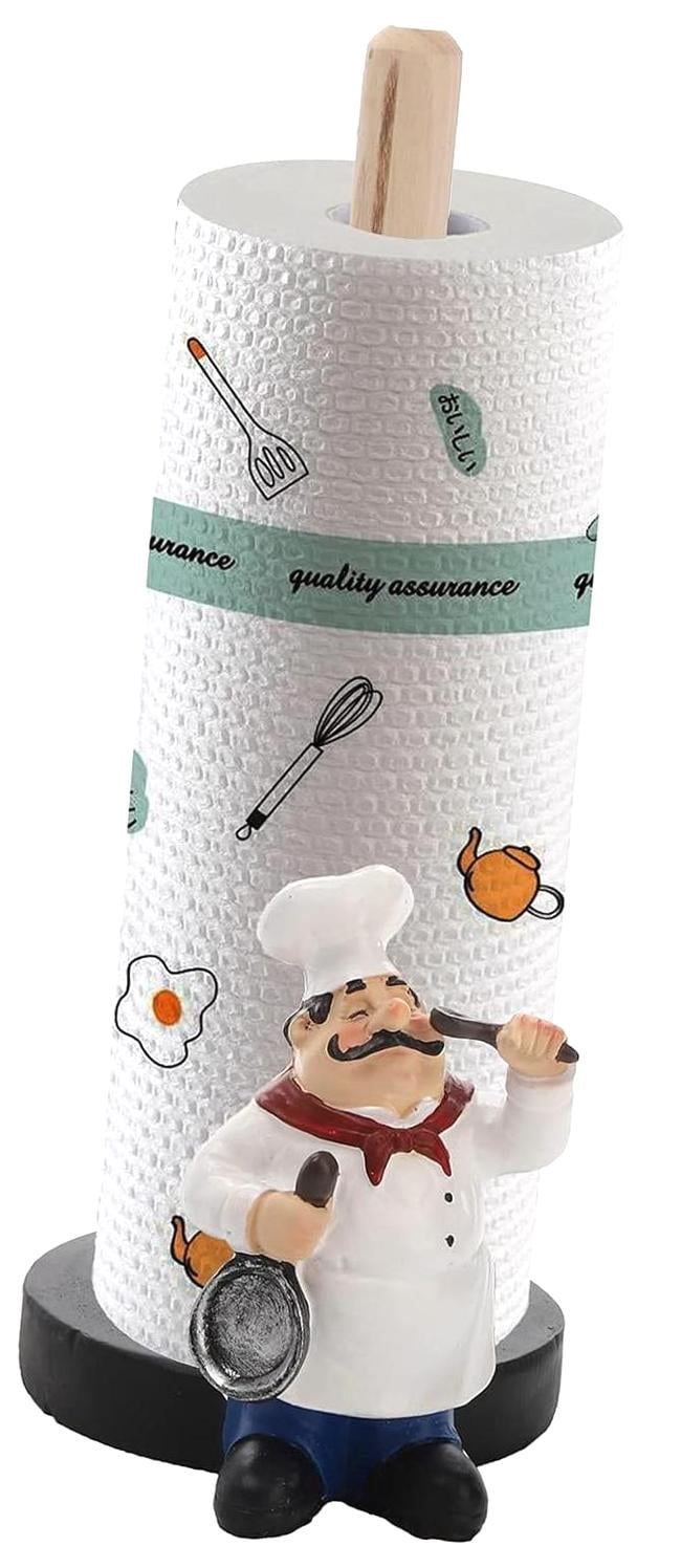 FREEAMG Chef-Inspired Paper Towel Stand, Decorative Resin Chef Figure ...