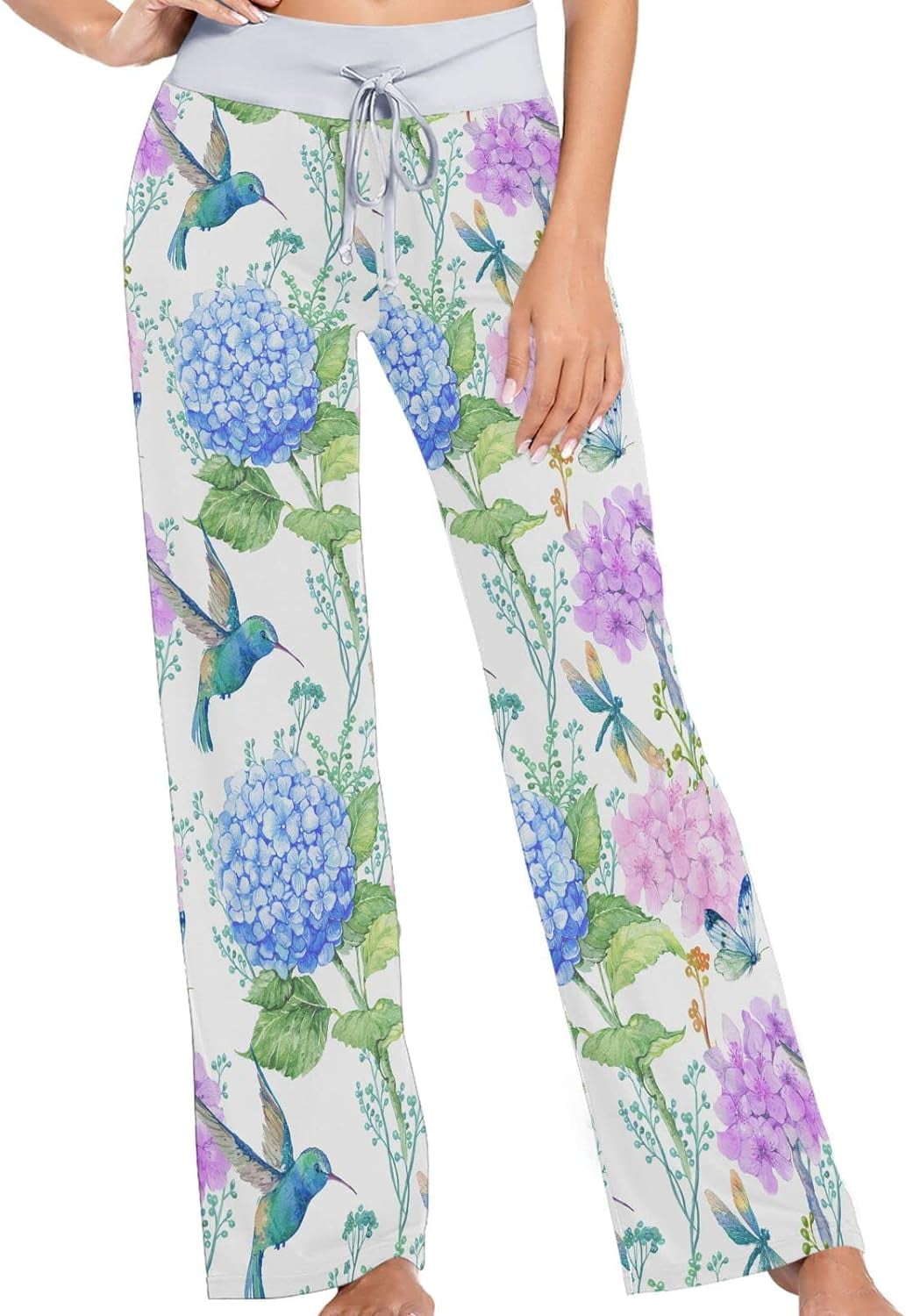 FREEAMG Chic Women's Comfy Drawstring Floral Lounge PJ Pajama Pants ...